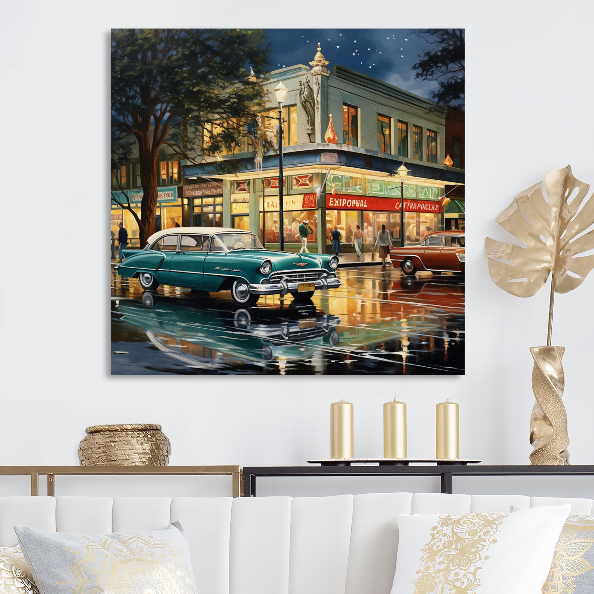 Designart "Blue Mid Century Vintage Vignettes" Mid-century Wall Decor ...