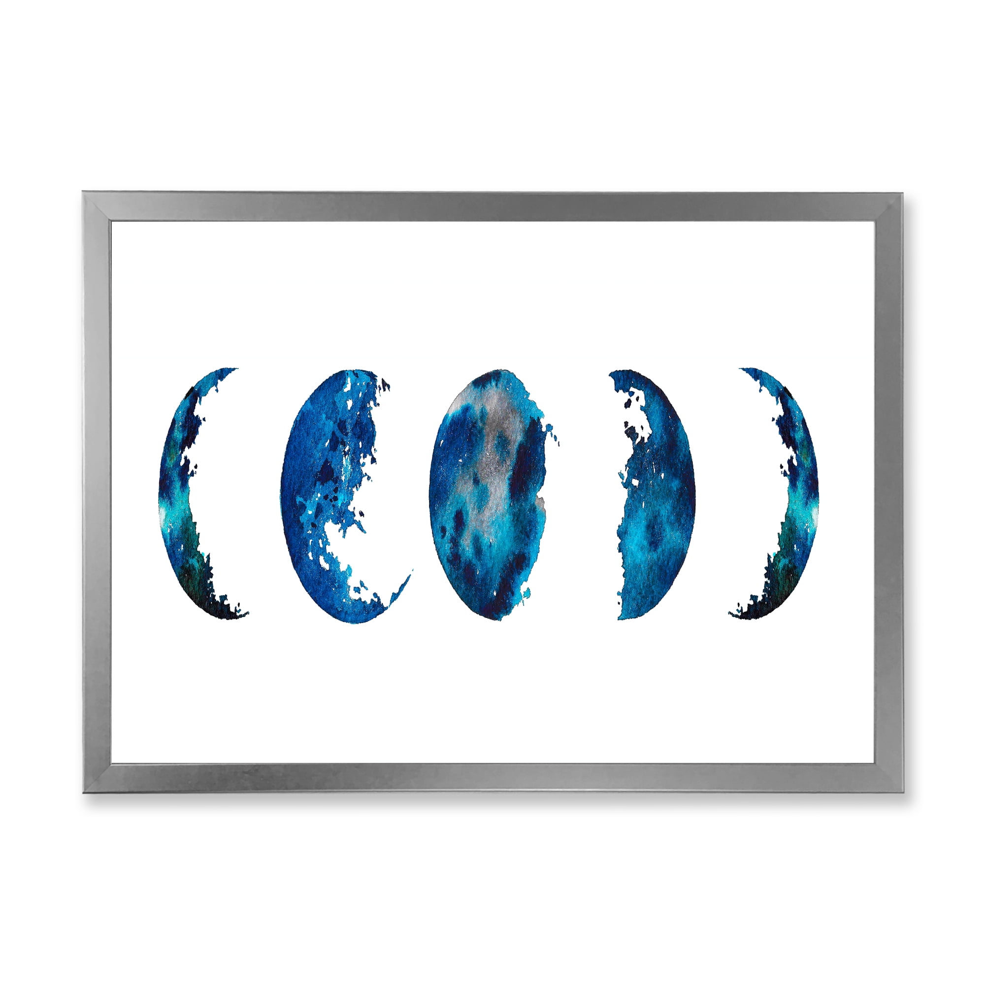 Designart 'Blue Moon Different Phases' Bohemian & Eclectic Framed Art ...