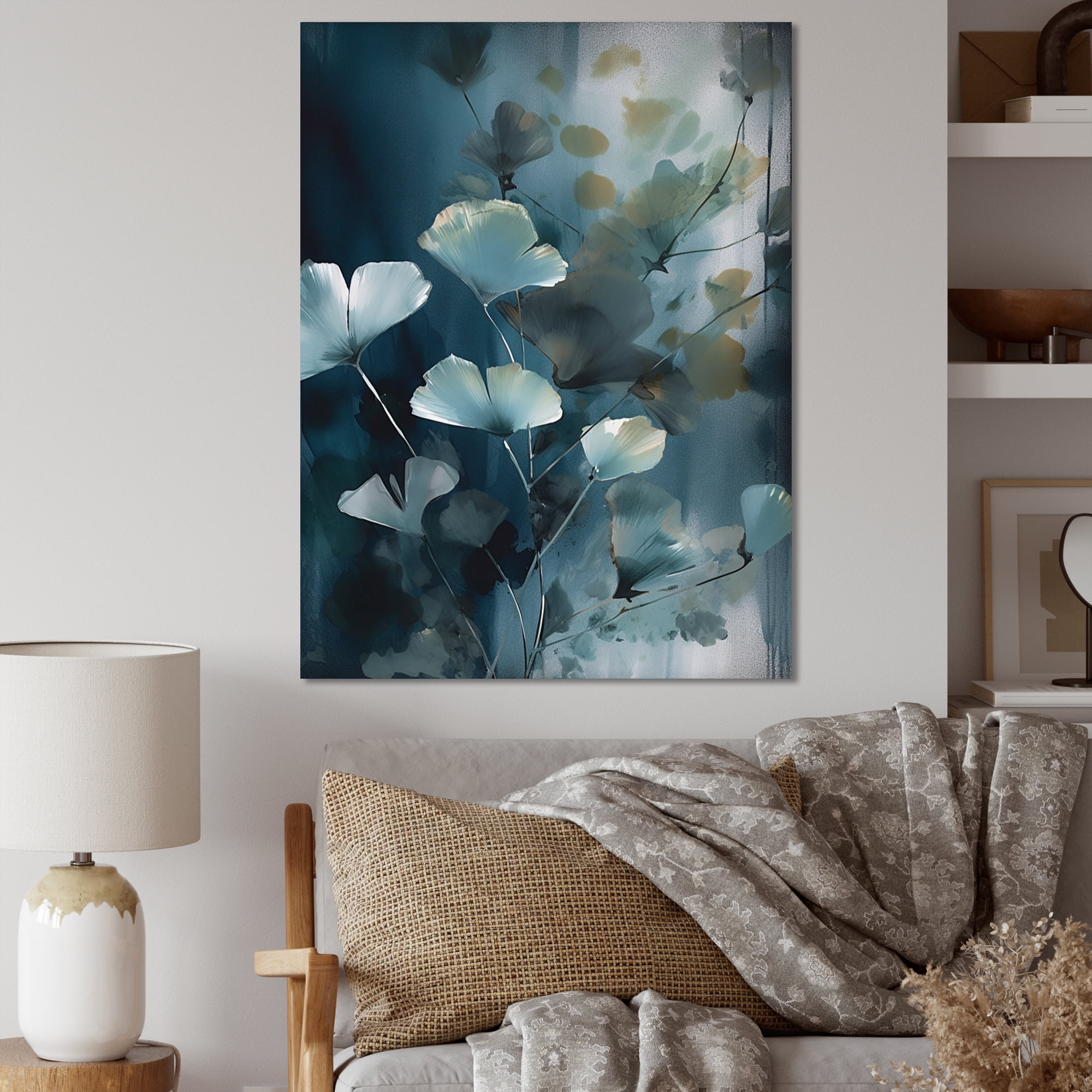 Designart "Blue Mystique Of Fern II" Floral Ferns Canvas Wall Art ...