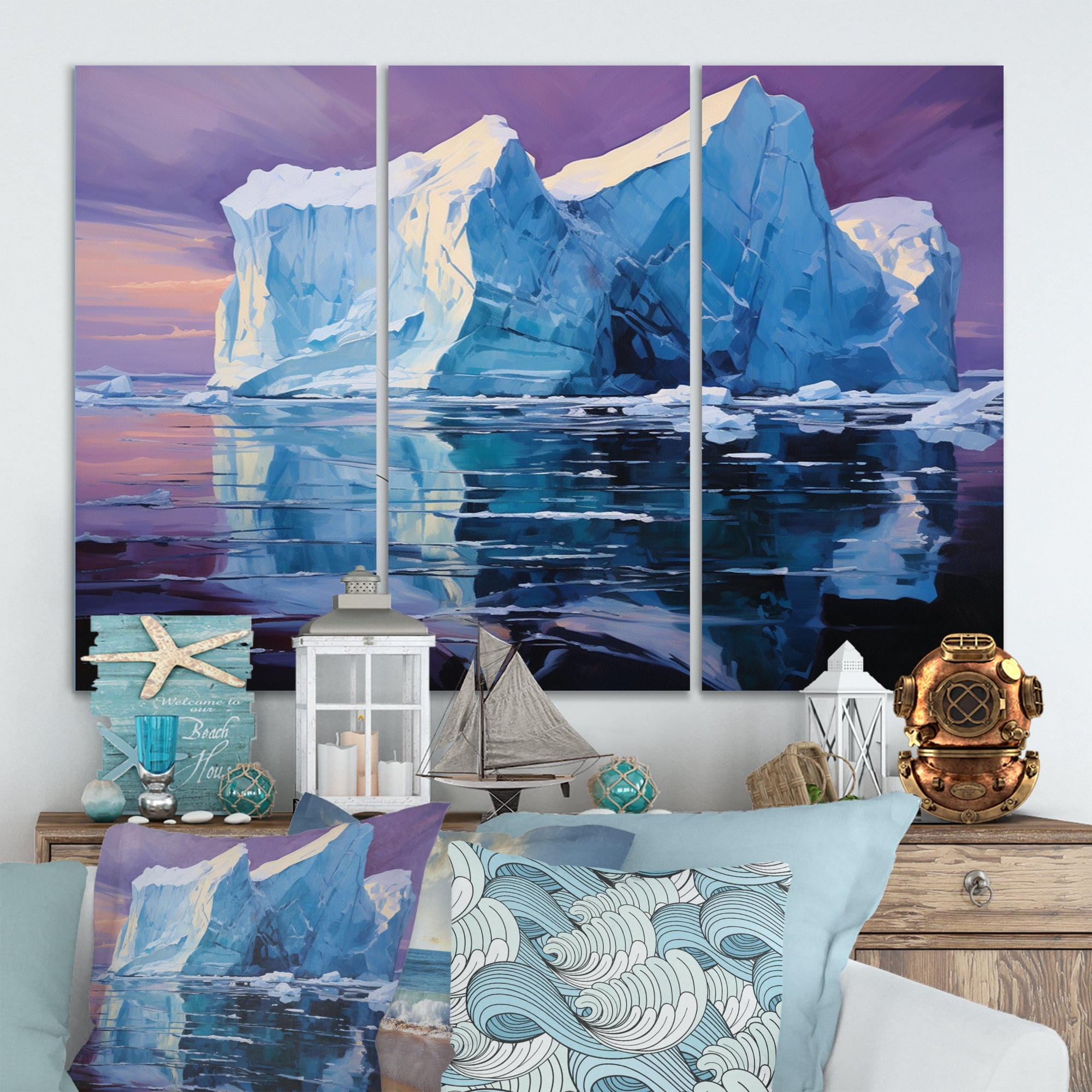 Designart "Blue Purple Iceberg Unseen Depths" Landscapes Metal Wall ...
