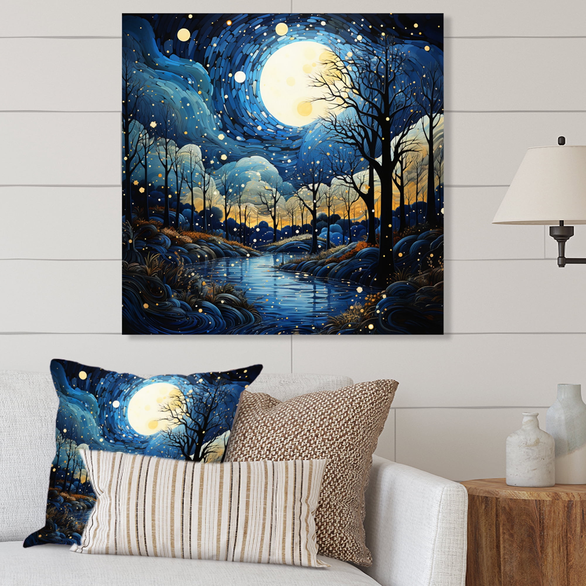 Designart "Blue Sky Celestial Canopy painting" Pointillism Metal Wall ...