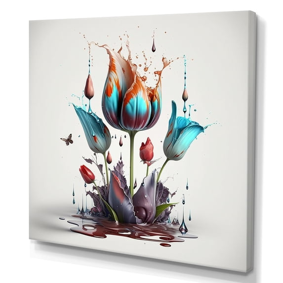 Designart Blue Tulip Paint Drop Canvas Wall Art - Walmart.com