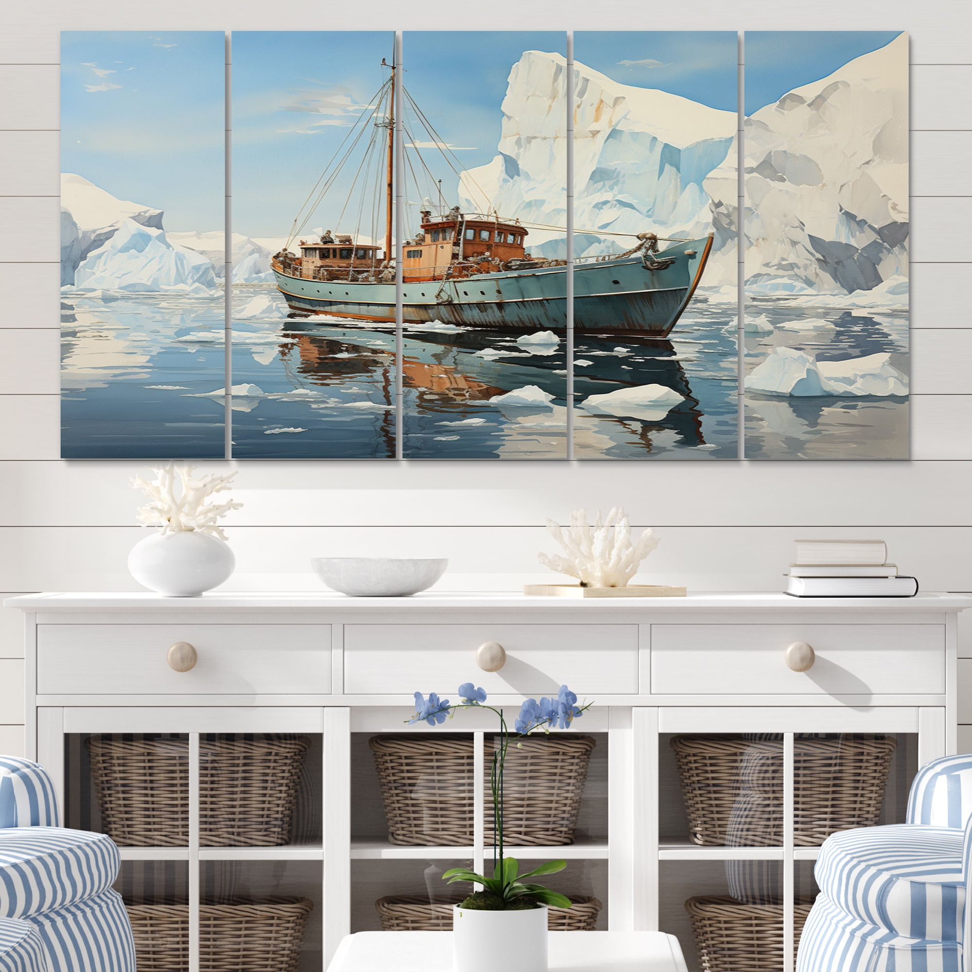 Designart "Blue White Iceberg Frozen Wonder" Iceberg Metal Wall Décor ...