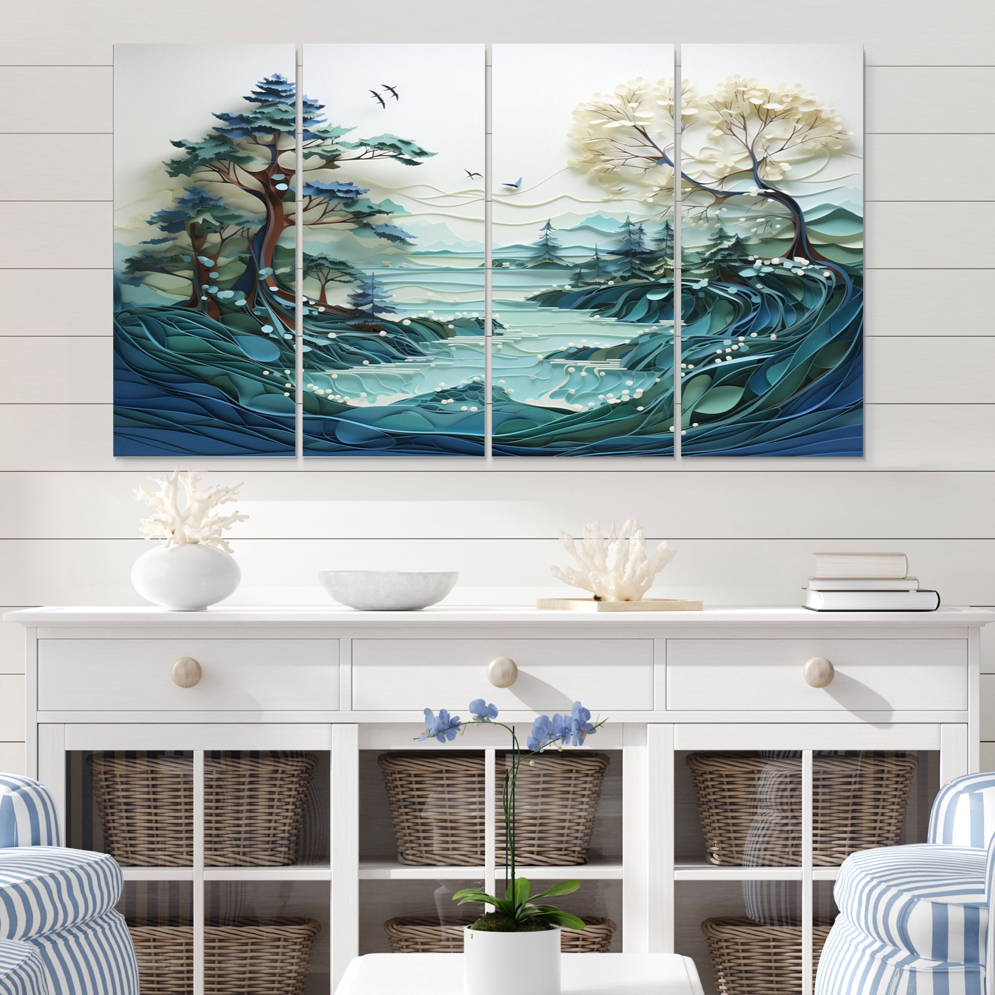 Designart "Blue White Iceberg Glacial Reflections" Modern Metal Wall ...