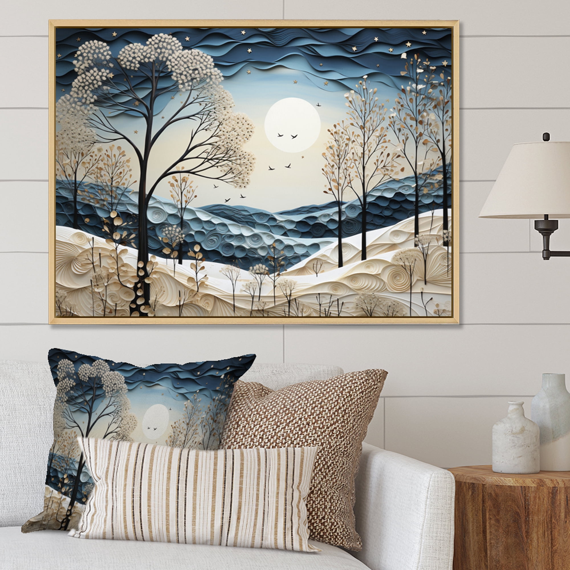 Designart "Blue White Modern Scandinavian Winter Painting III" Modern ...