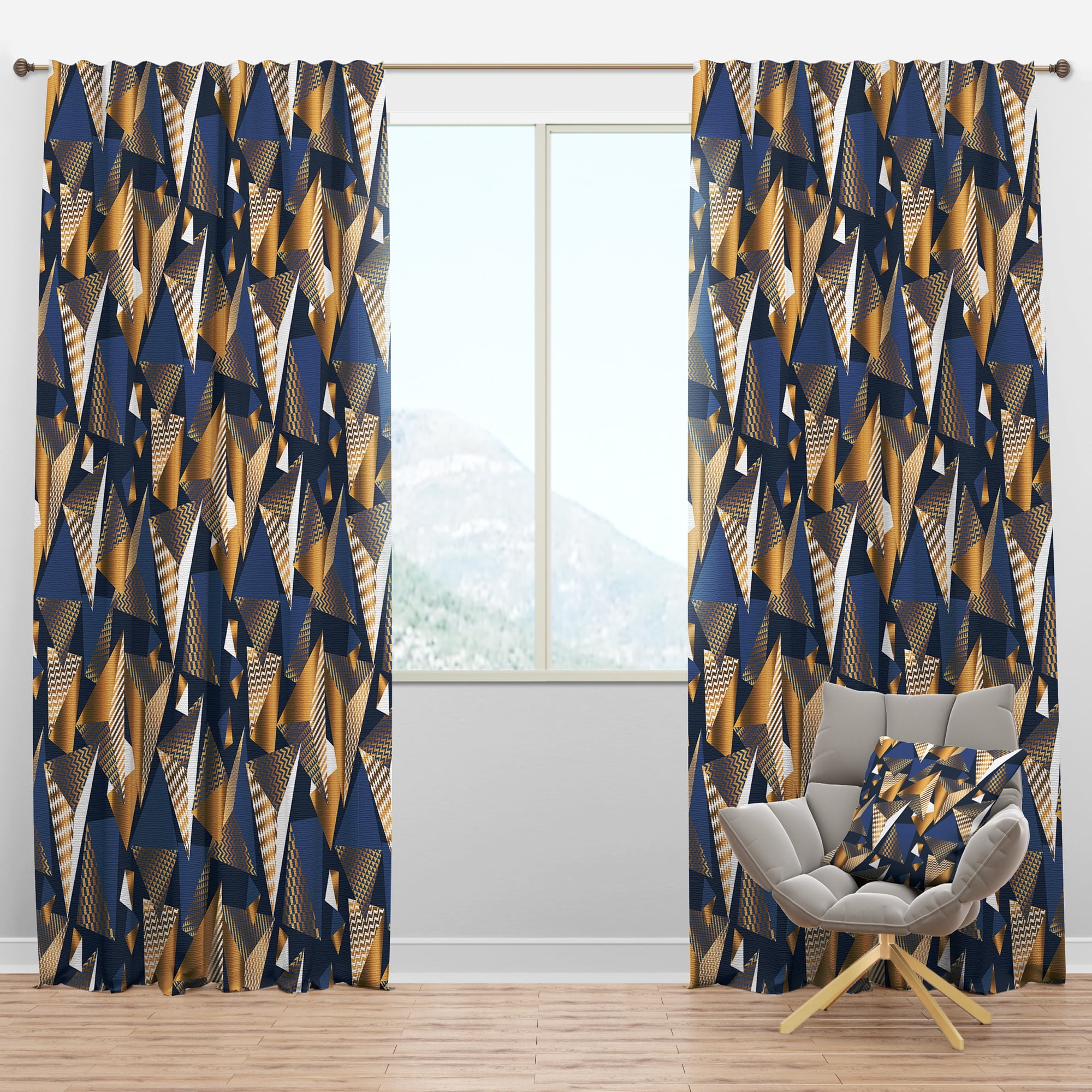 Designart Blue and Gold Cubes Blackout Curtain Panel - Walmart.com