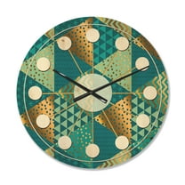 Designart 'Glittering Fractal Light Blue' Modern Wood Wall Clock ...