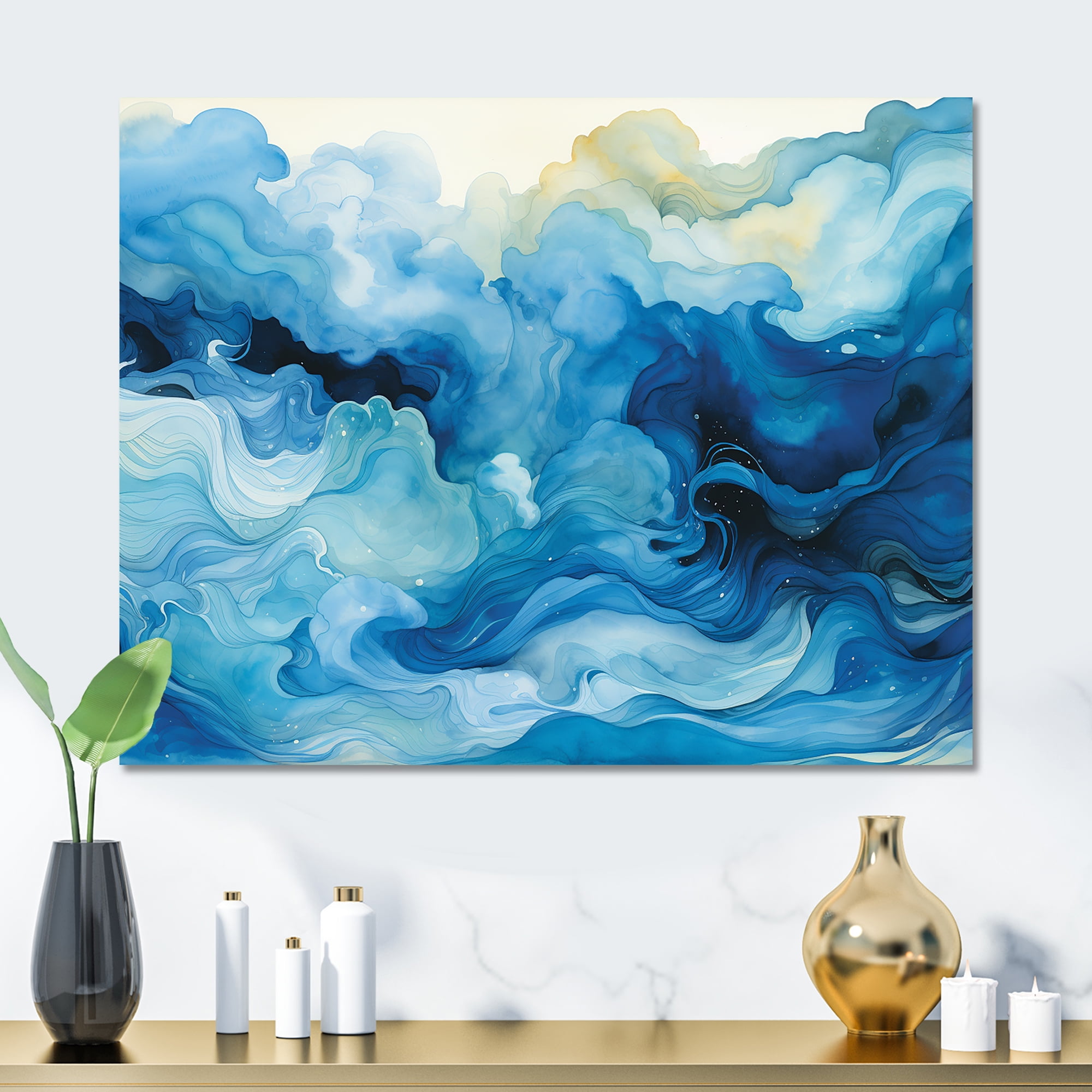 Designart "Blue tidal ripple symphony In Blue"Abstract Collages Metal ...