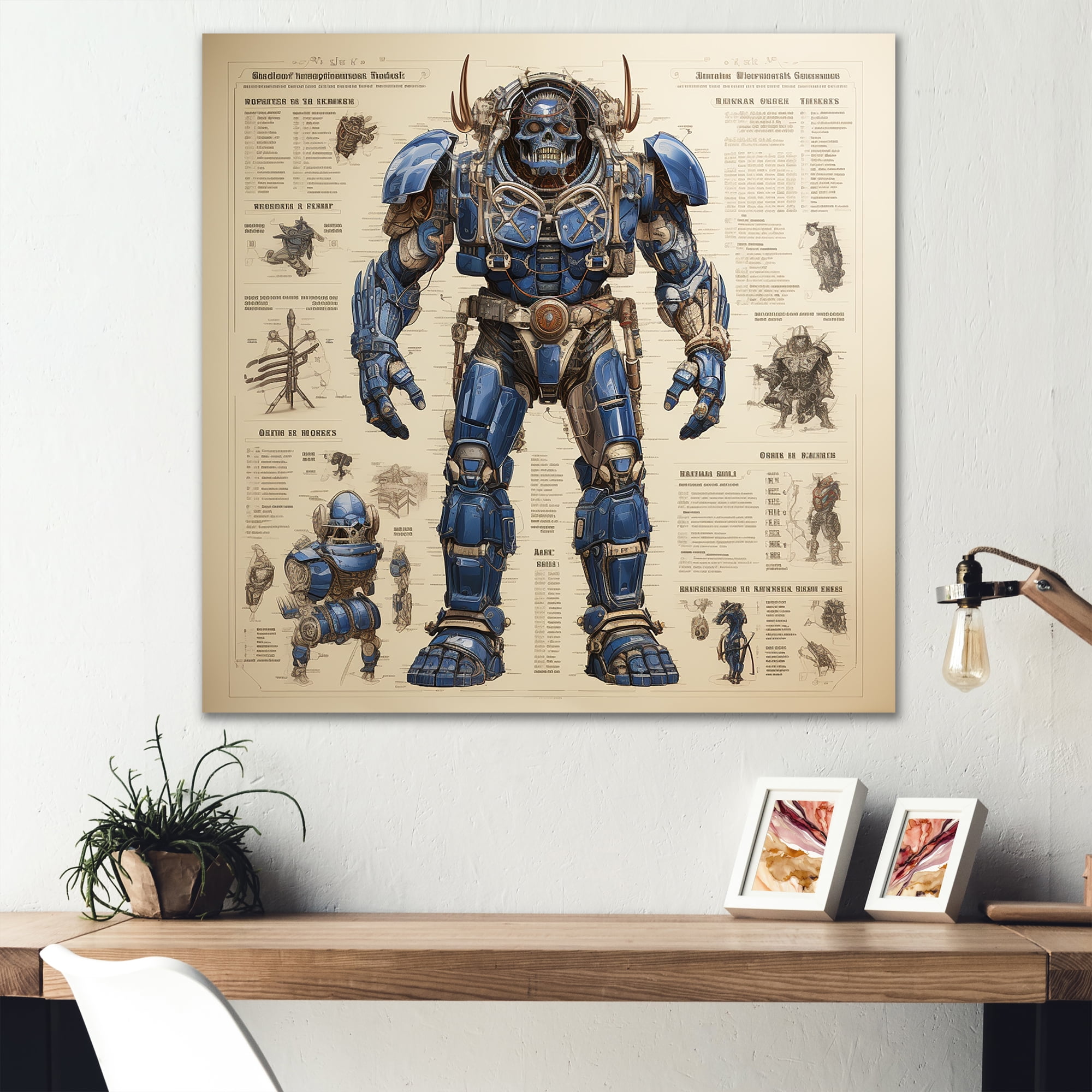 Designart "Blueprints of a Blue Giant Titan I" Abstract Wall Art ...