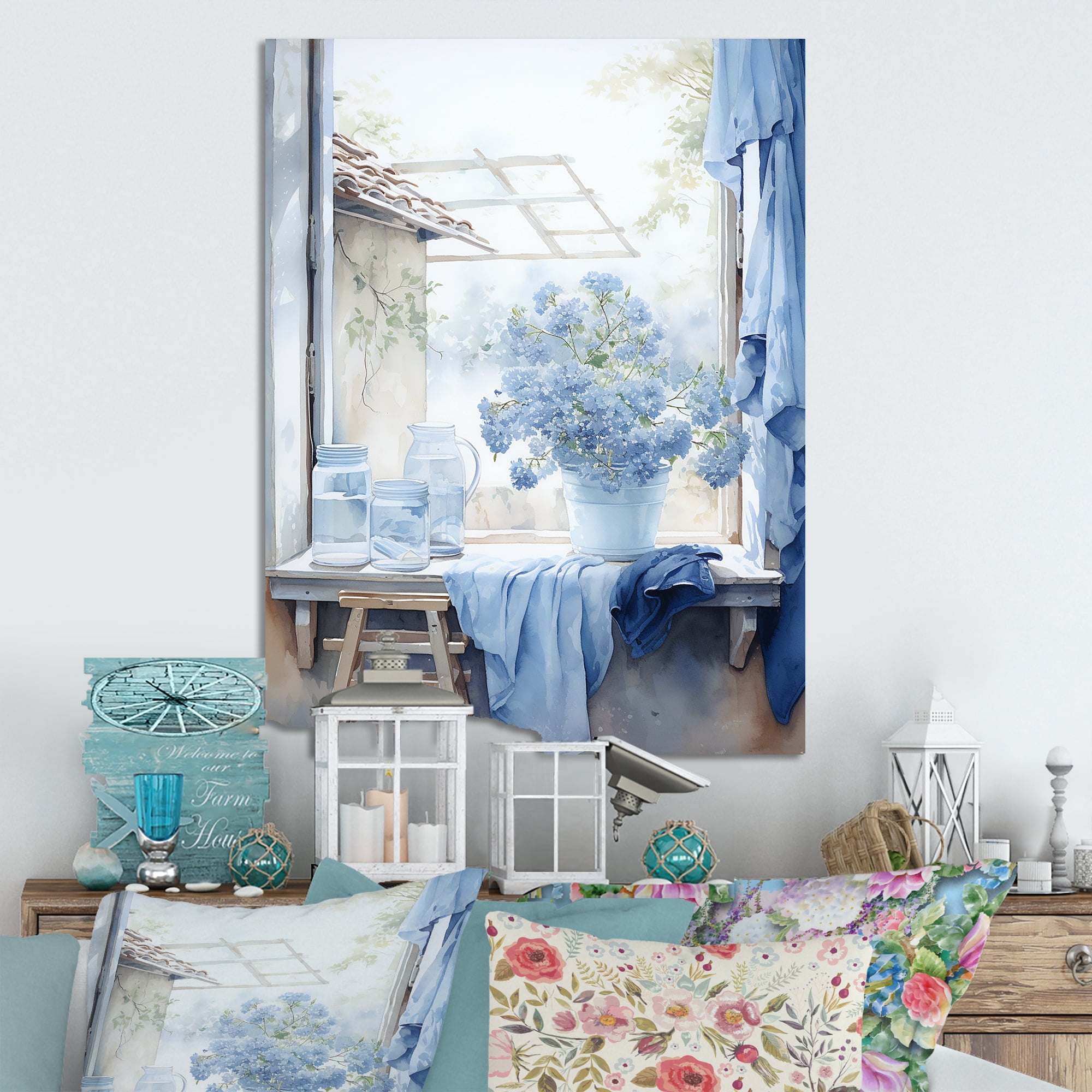 Designart "Blues of Washday in France I" Laundry Metal Wall Art ...