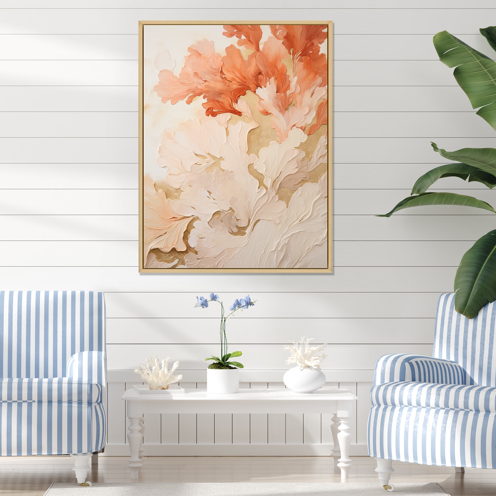 Designart "Blush And Ivory Seashore Coral Mosaic III" Coastal Coral ...