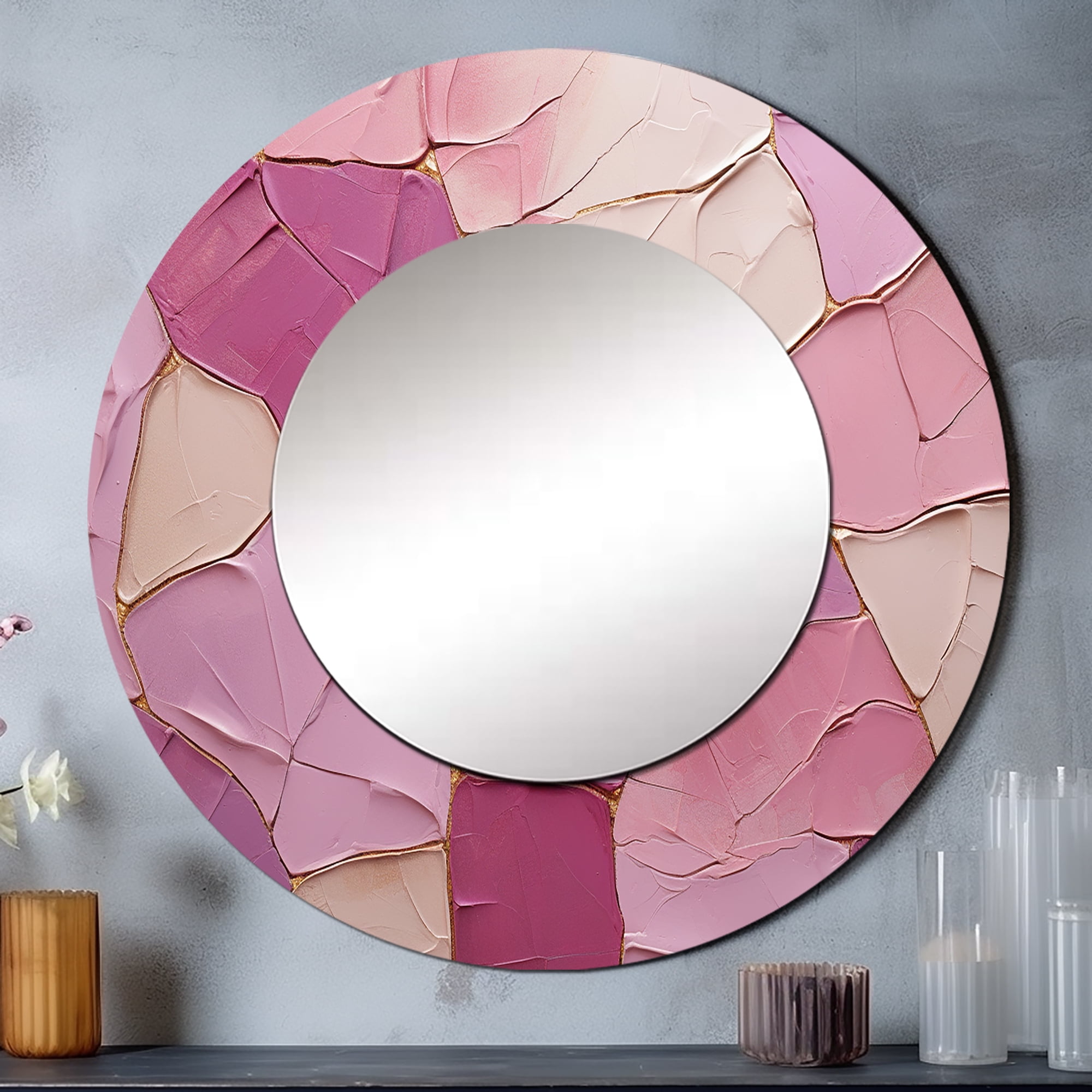 Designart "Blush Lavender Simplistic Pottery" Abstract Spirals Rund ...