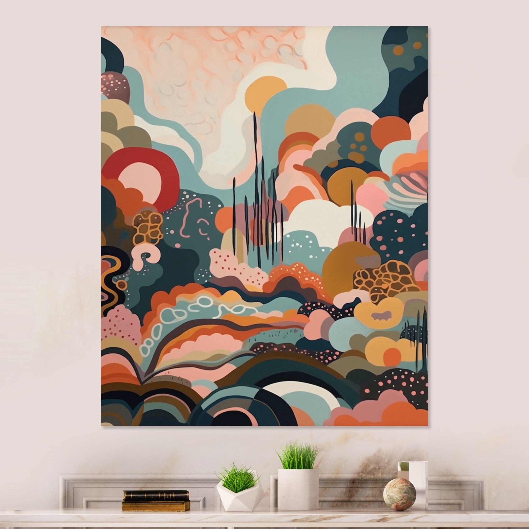 Designart "Blush and Leaf Fusion II" Minimalism Metal Wall Art ...
