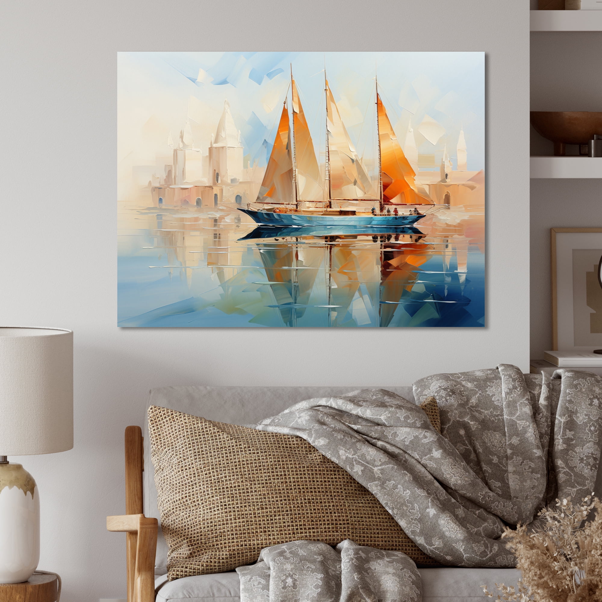 Designart "Boat Abstract Maritime Euphony III" Boat Metal Wall Art ...
