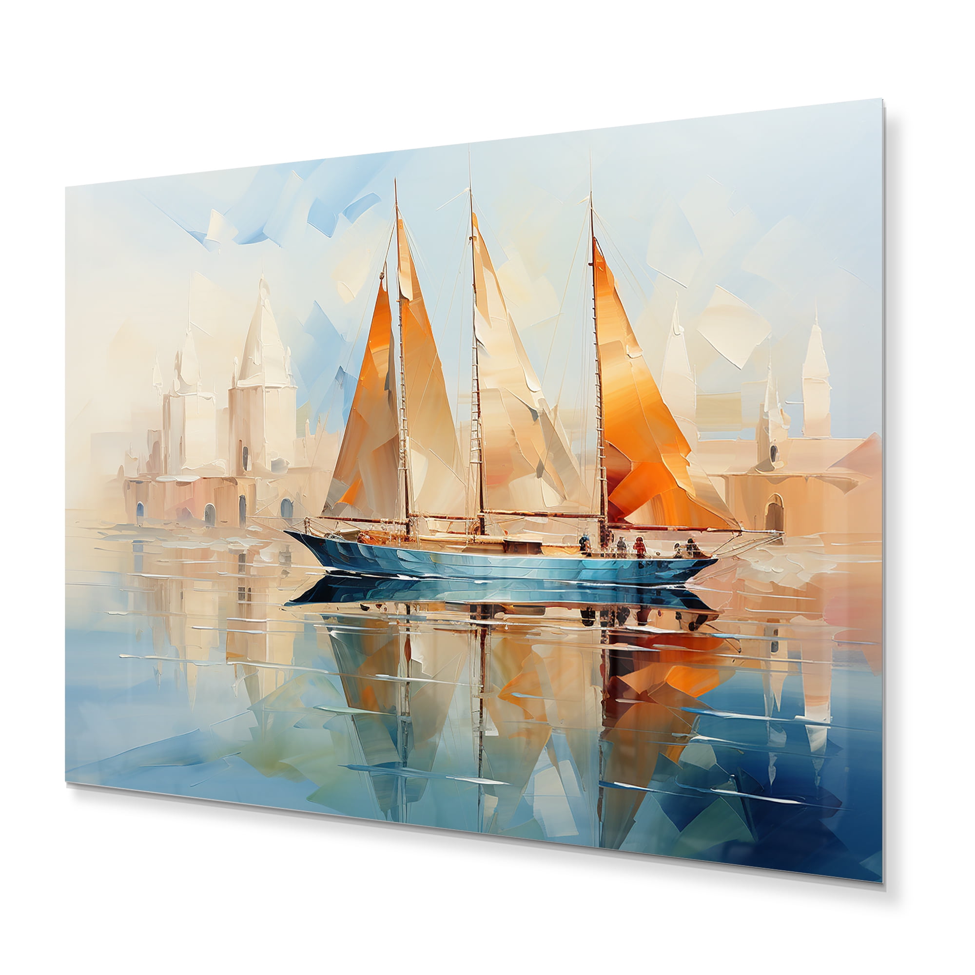 Designart "Boat Abstract Maritime Euphony III" Boat Metal Wall Art ...