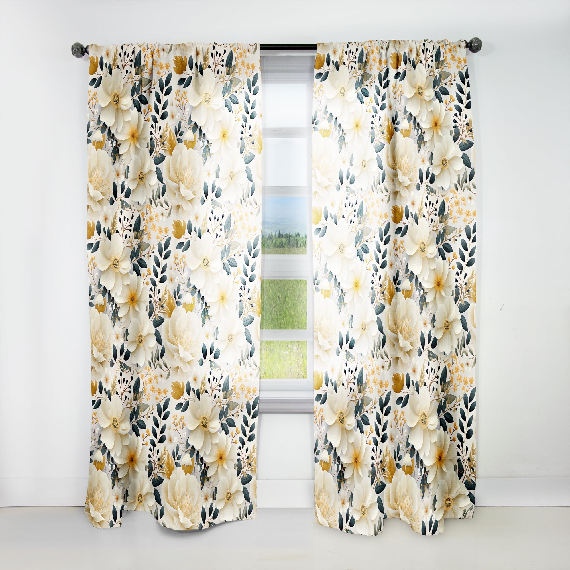 Designart "Bohemian Beige Poppy Display I" Poppies Room Darkening ...