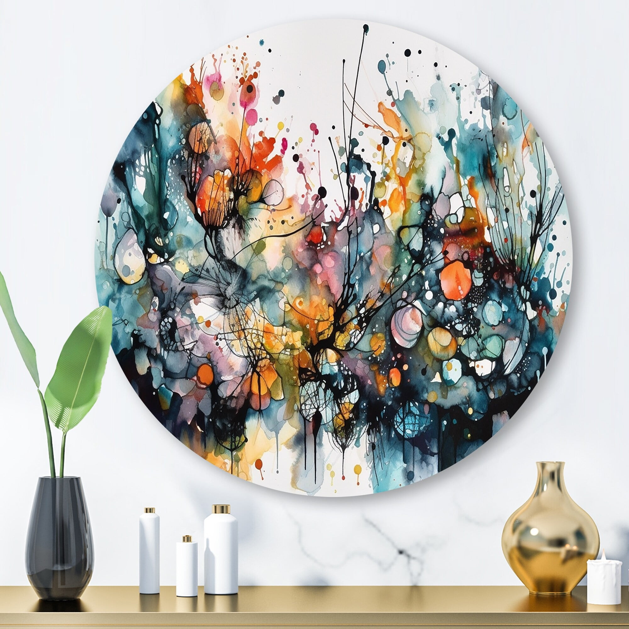 Designart "Boho Dance Captivating II" Abstract Metal Round Art Living ...