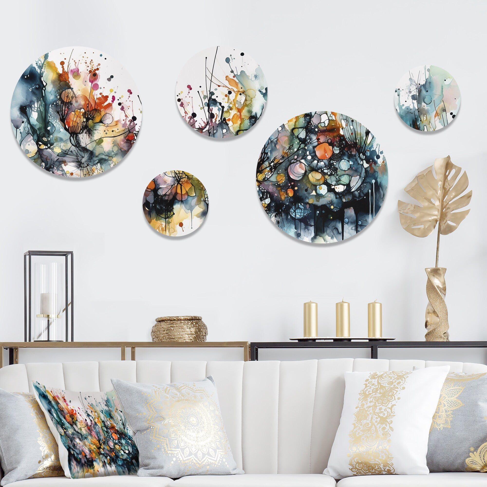 Designart "Boho Dance Captivating II" Abstract Metal Wall Art Set of 5 ...