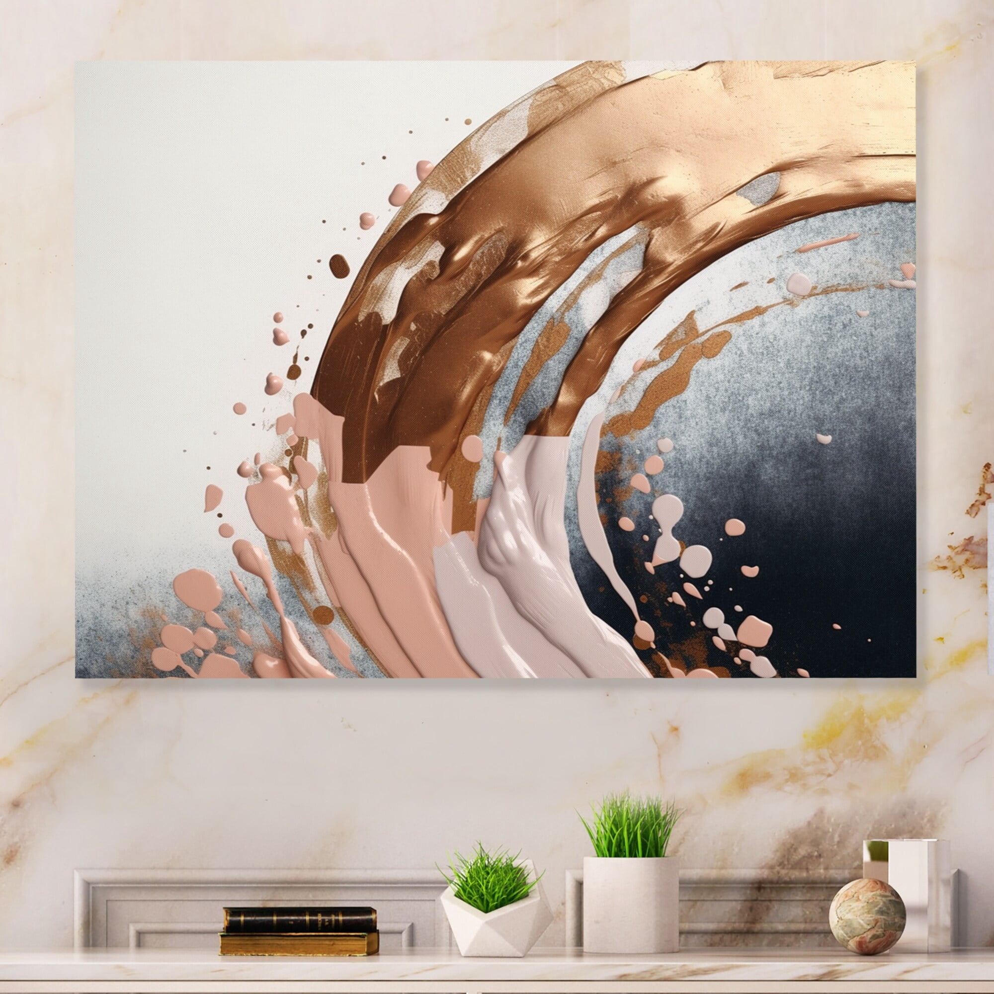 Designart "Boho Half Circles in Rose Gold IV" Modern Shapes ...