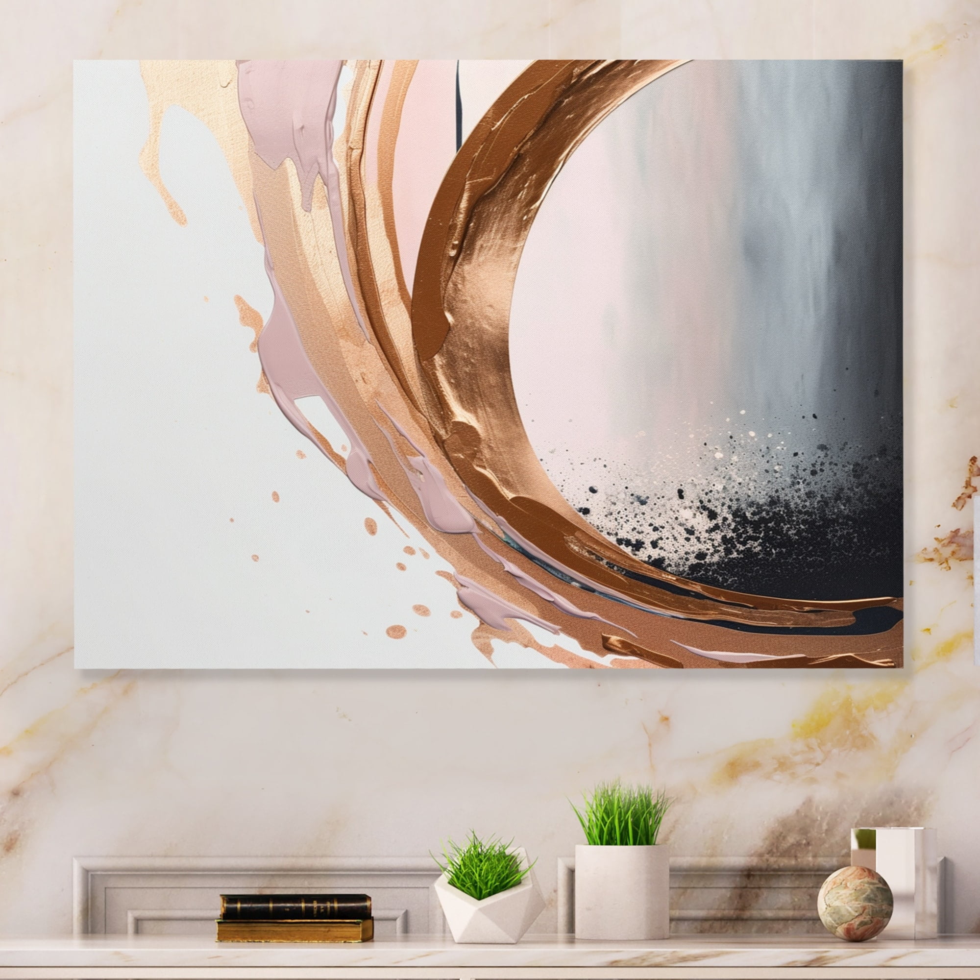 Designart "Boho Half Circles in Rose Gold V" Modern Shapes Transitional ...