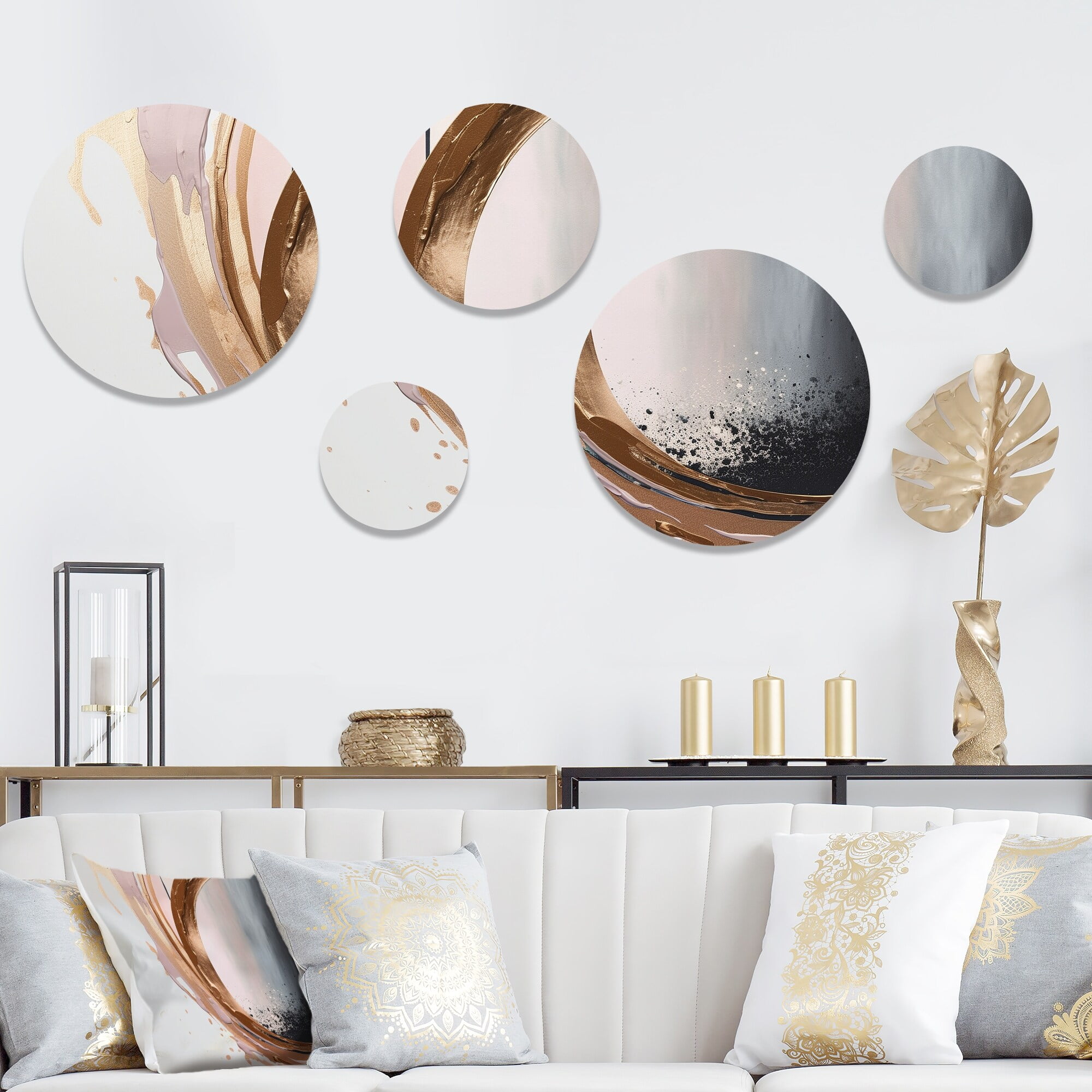 Designart "Boho Half Circles in Rose Gold V" Modern Shapes Transitional ...