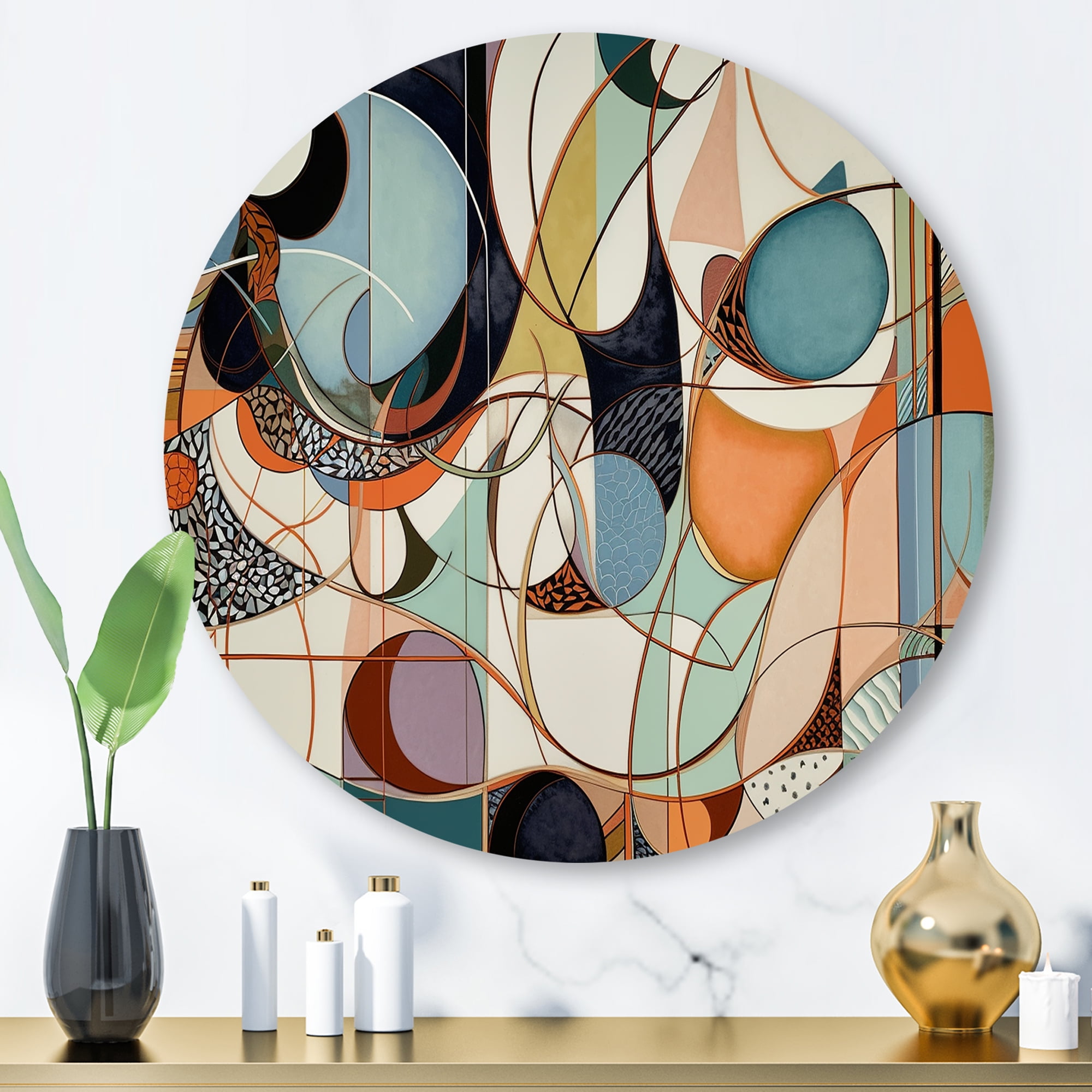 Designart "Boho Pastels A Pastel Artwork II" Minimalism Round Metal Art ...