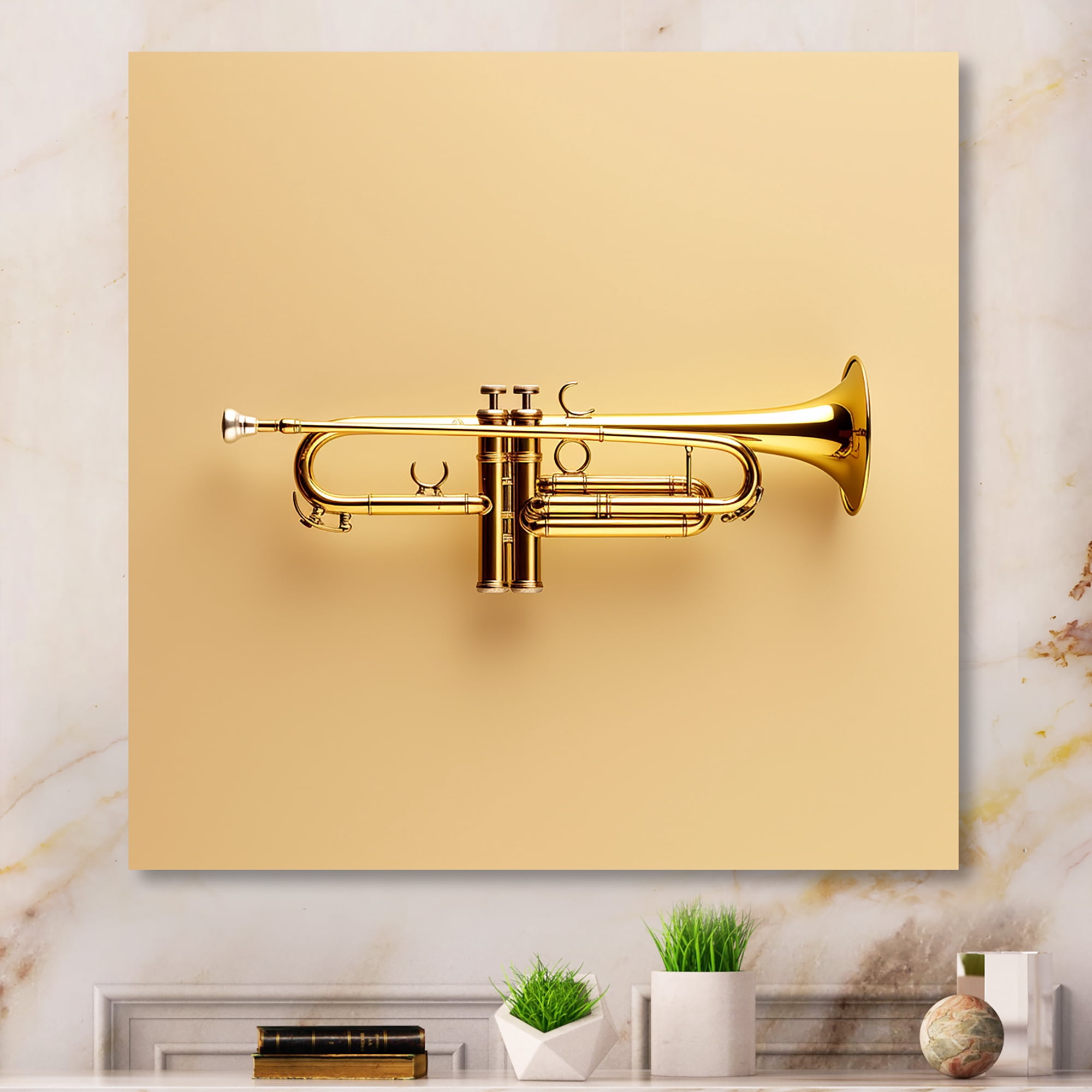 Designart "Bold Brass Trumpet'S Golden Call" Music Wall Art Living Room ...