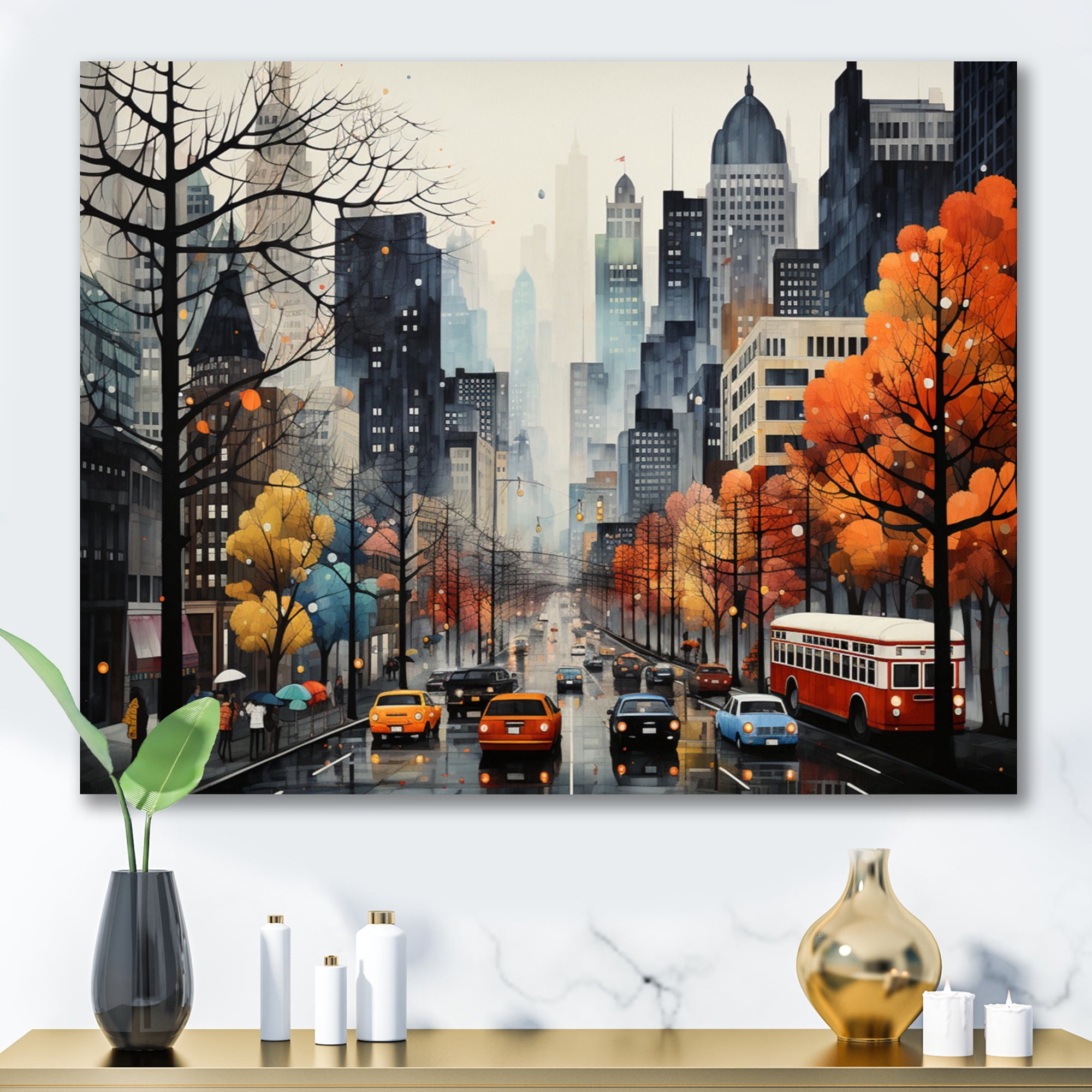 Designart "Bold Cityscape City Fog III" Cityscapes Wall Decor - Walmart.com