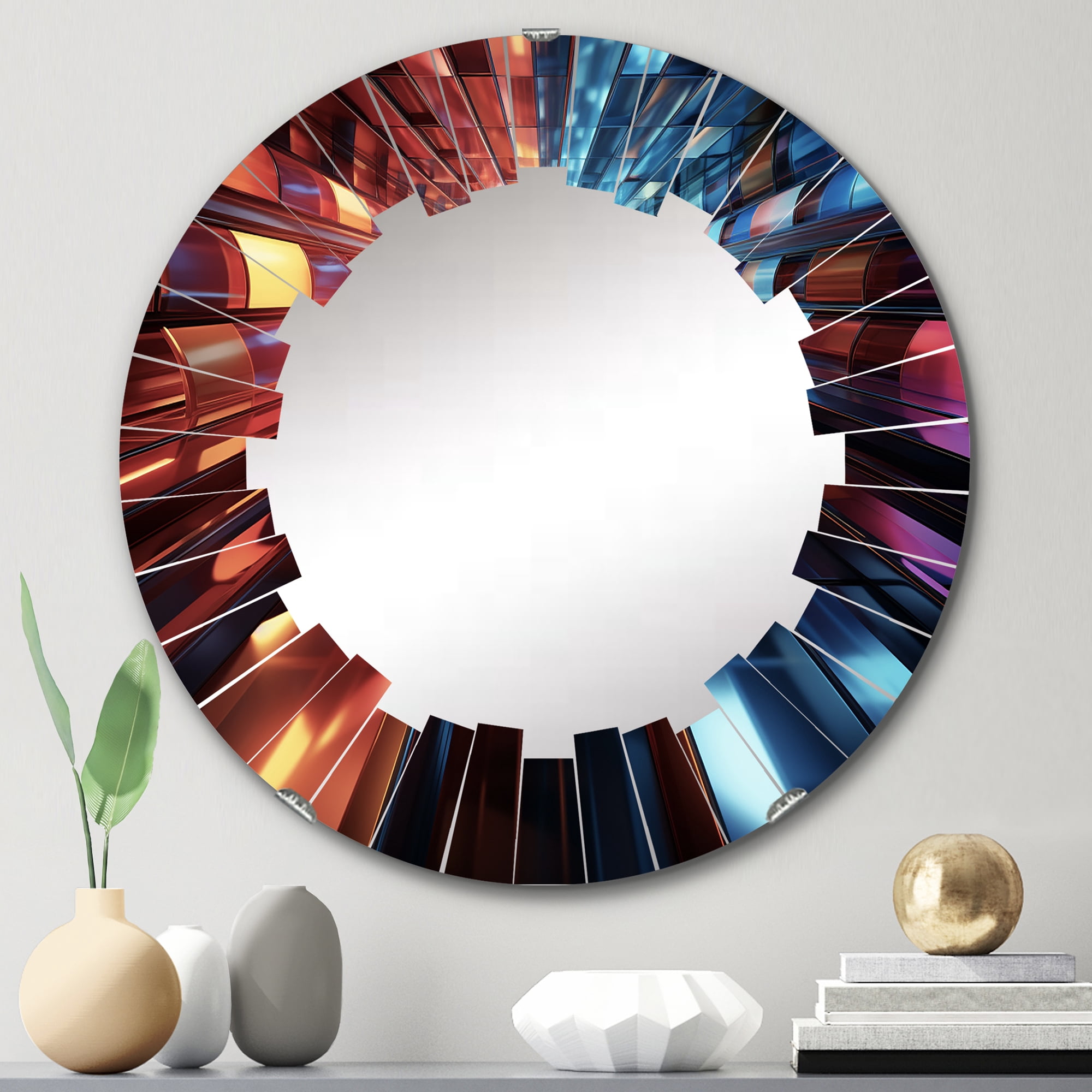 Designart "Bold Dimensional Tunnel" Abstract Modern Wall Mirror ...