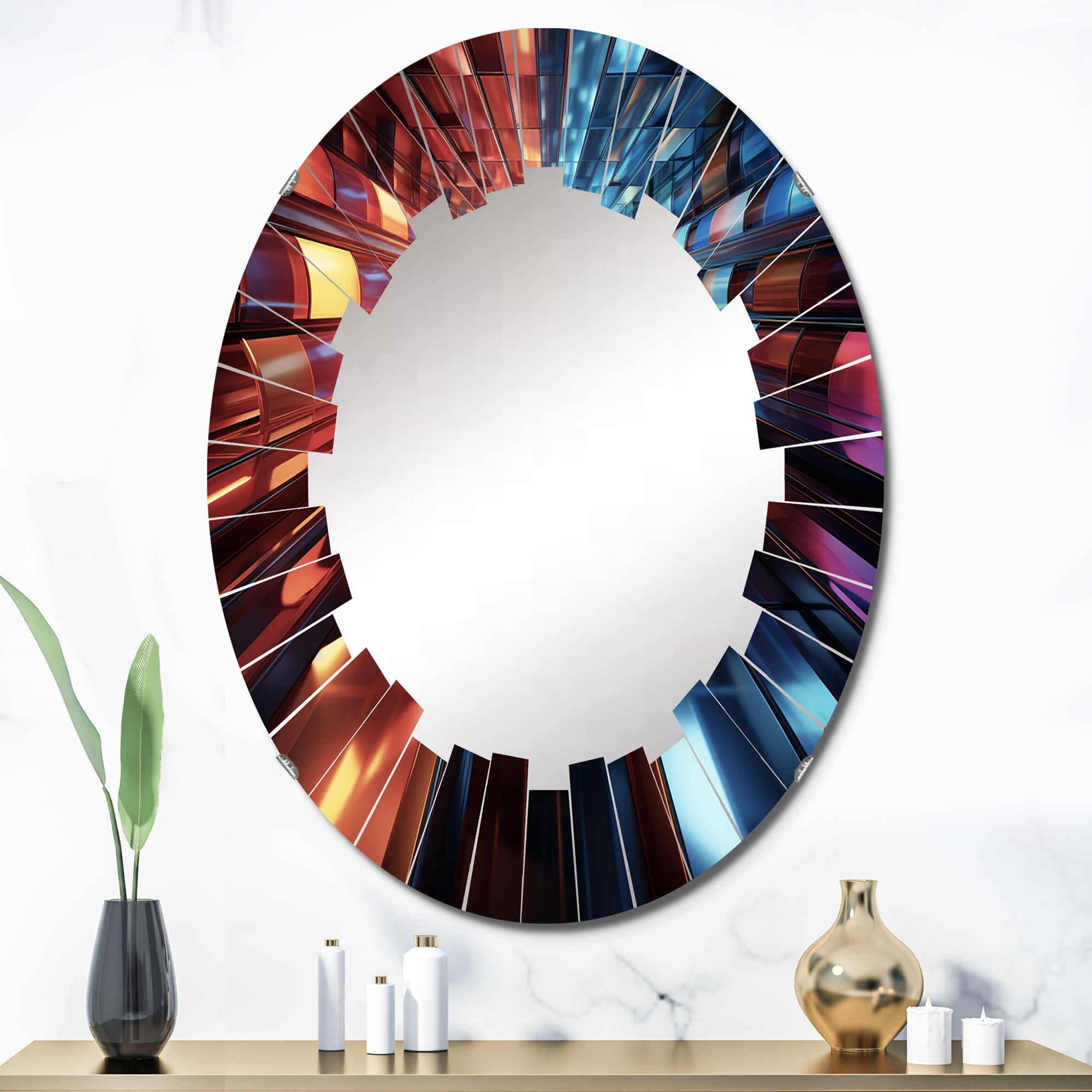 Designart "Bold Dimensional Tunnel" Abstract Modern Wall Mirror ...