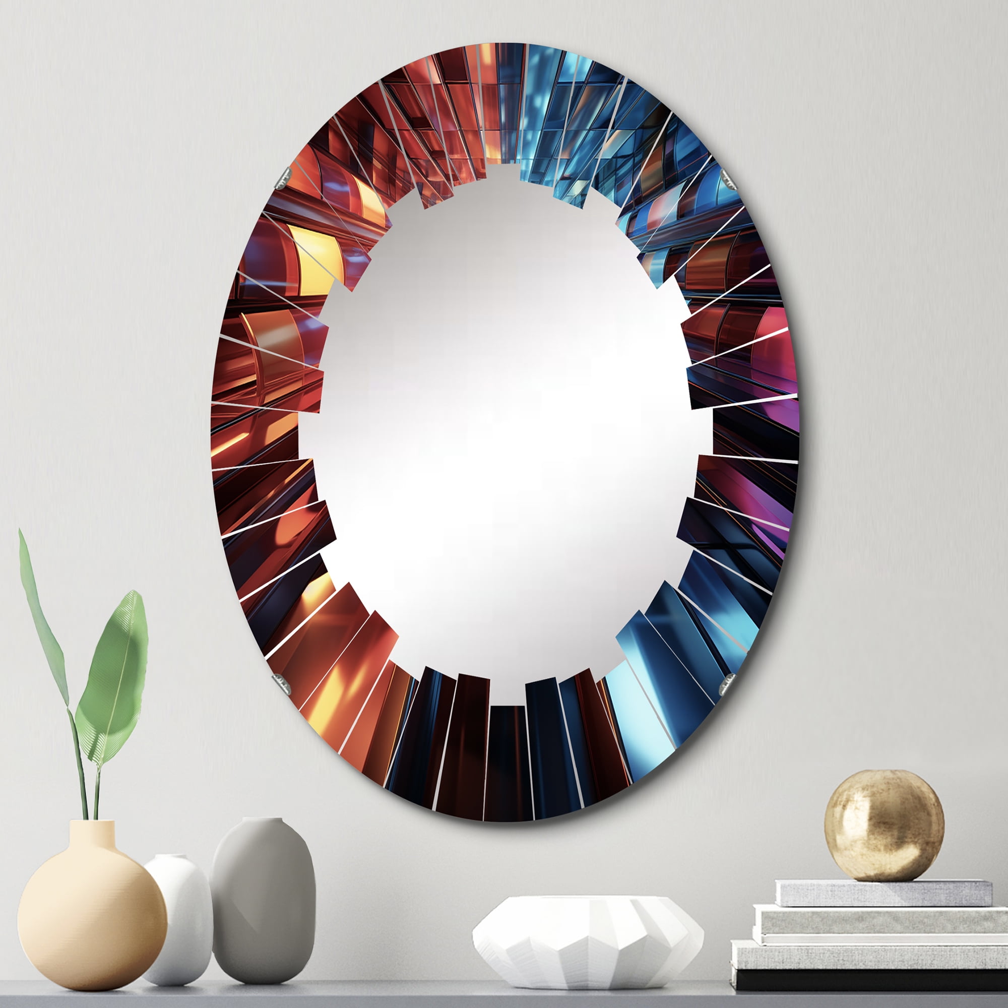 Designart "Bold Dimensional Tunnel" Abstract Modern Wall Mirror ...