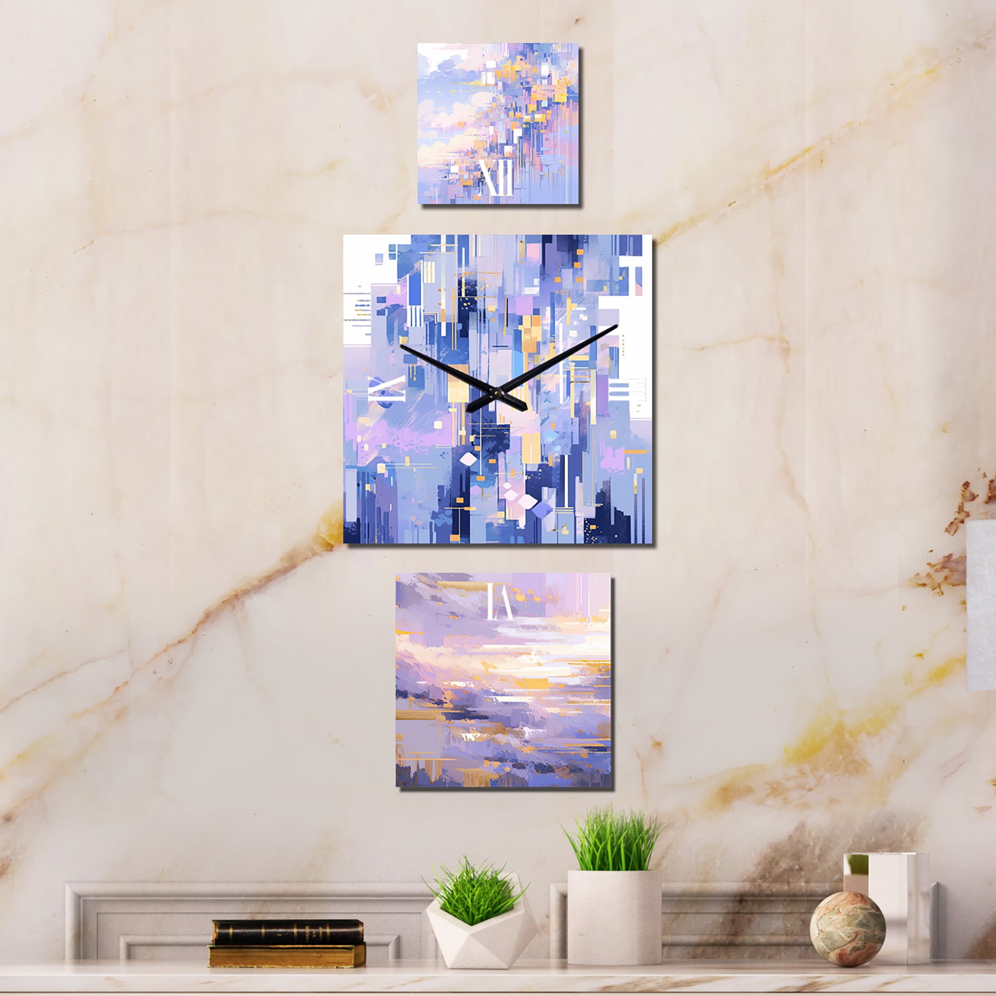 Designart "Bold Illumination in Contemporary Lavender" Abstract Shapes ...