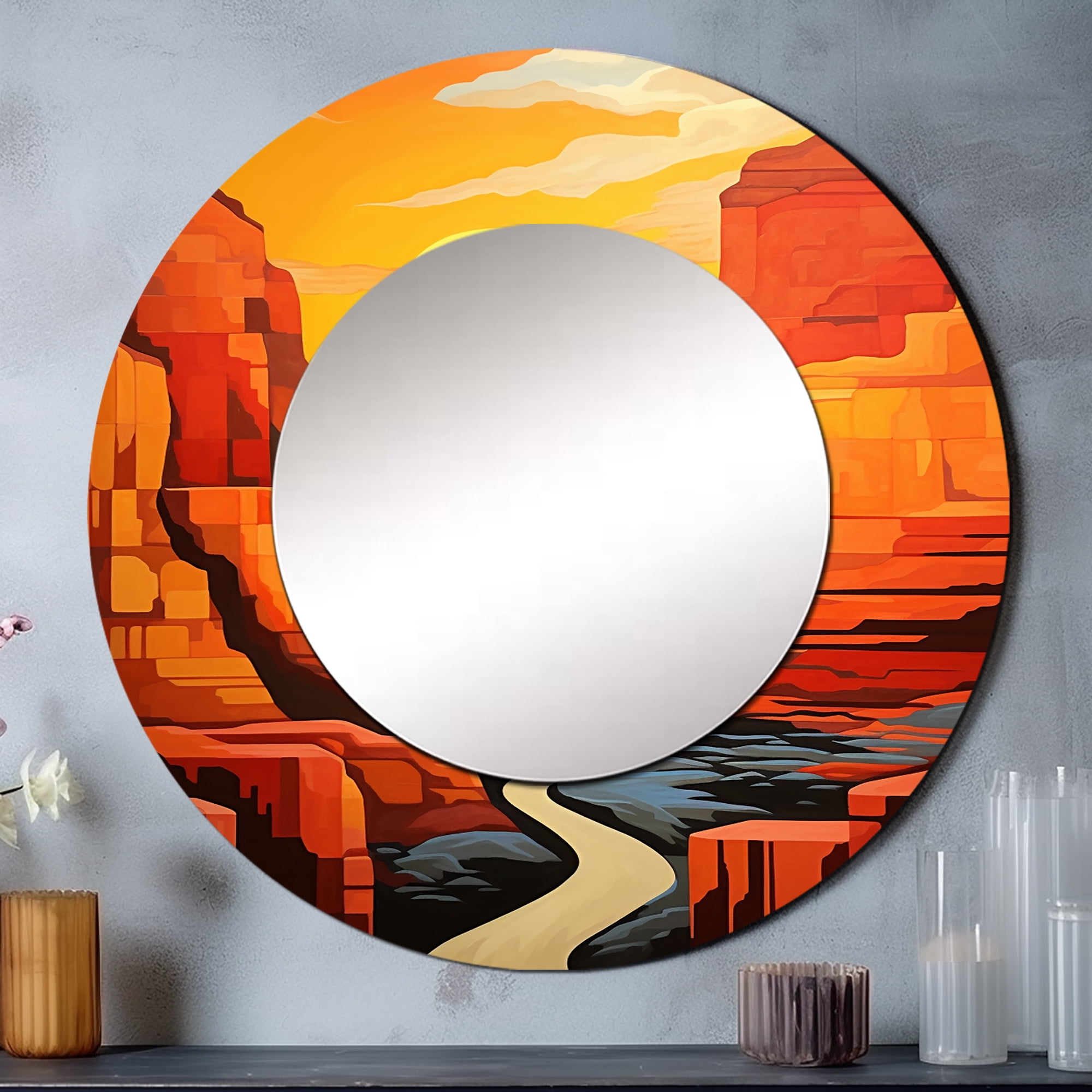 Designart "Bold Landscape Of Canyon Desert Sunset" Canyon Orange Large ...