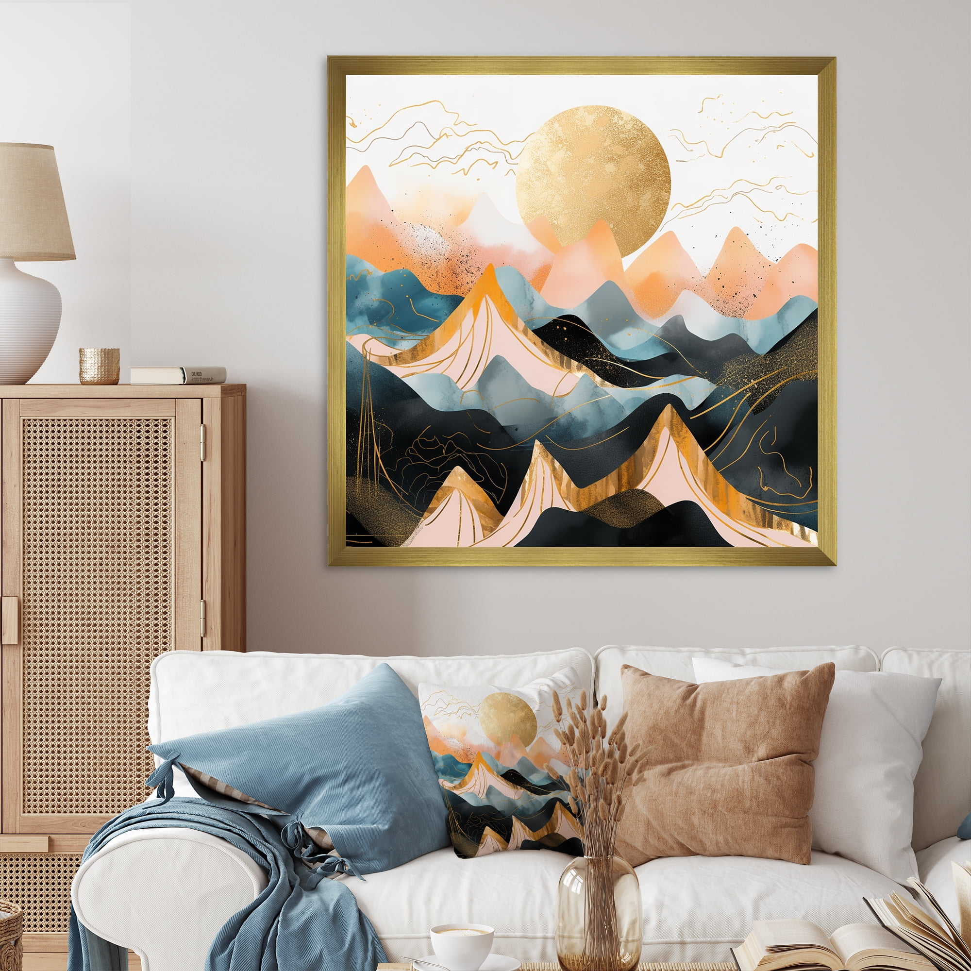 Designart "Bold Landscape with Pink and Gold Mountains I" Food ...