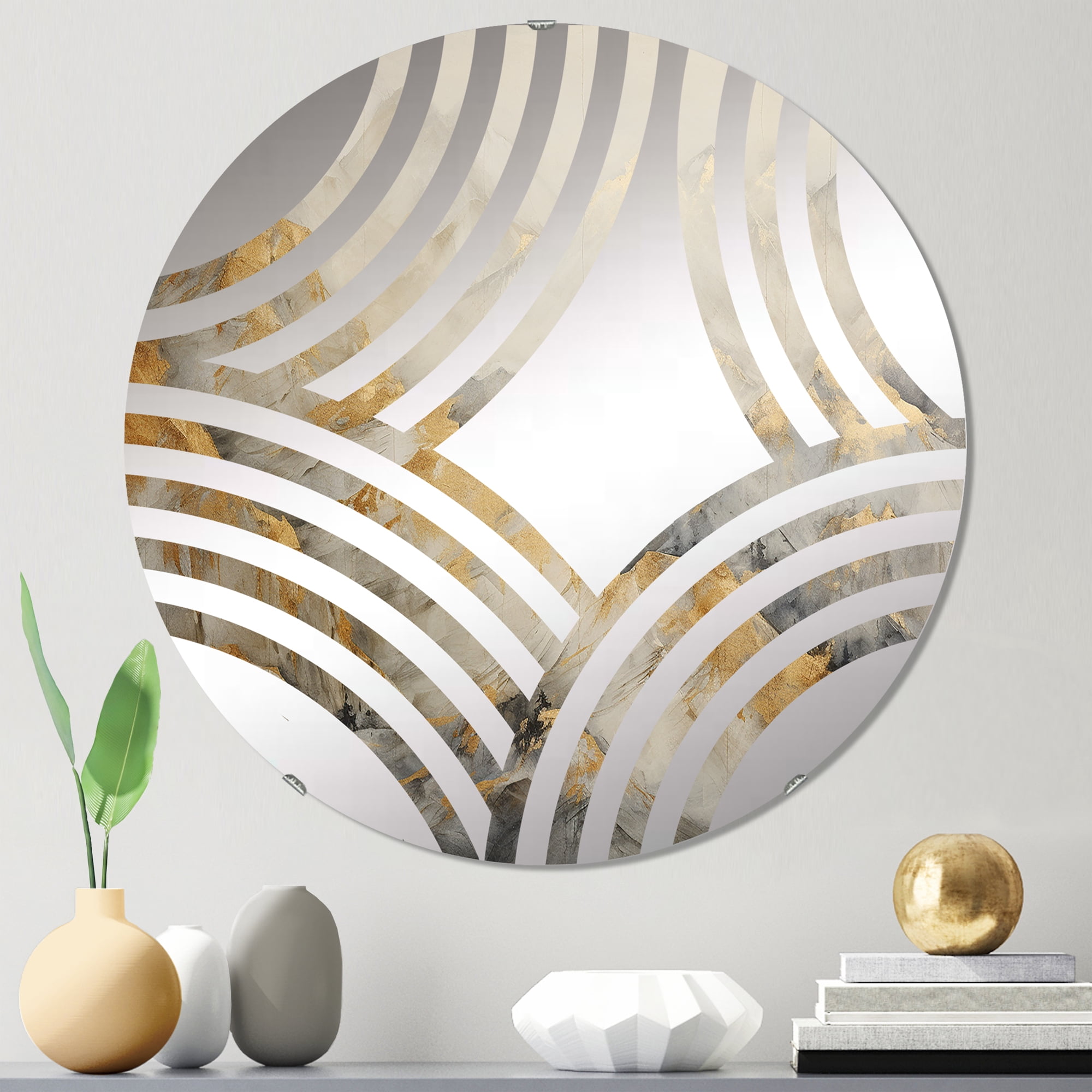 Designart "Bold Mountain Glacier in Beige and Gold" Forest Baptist Fan ...