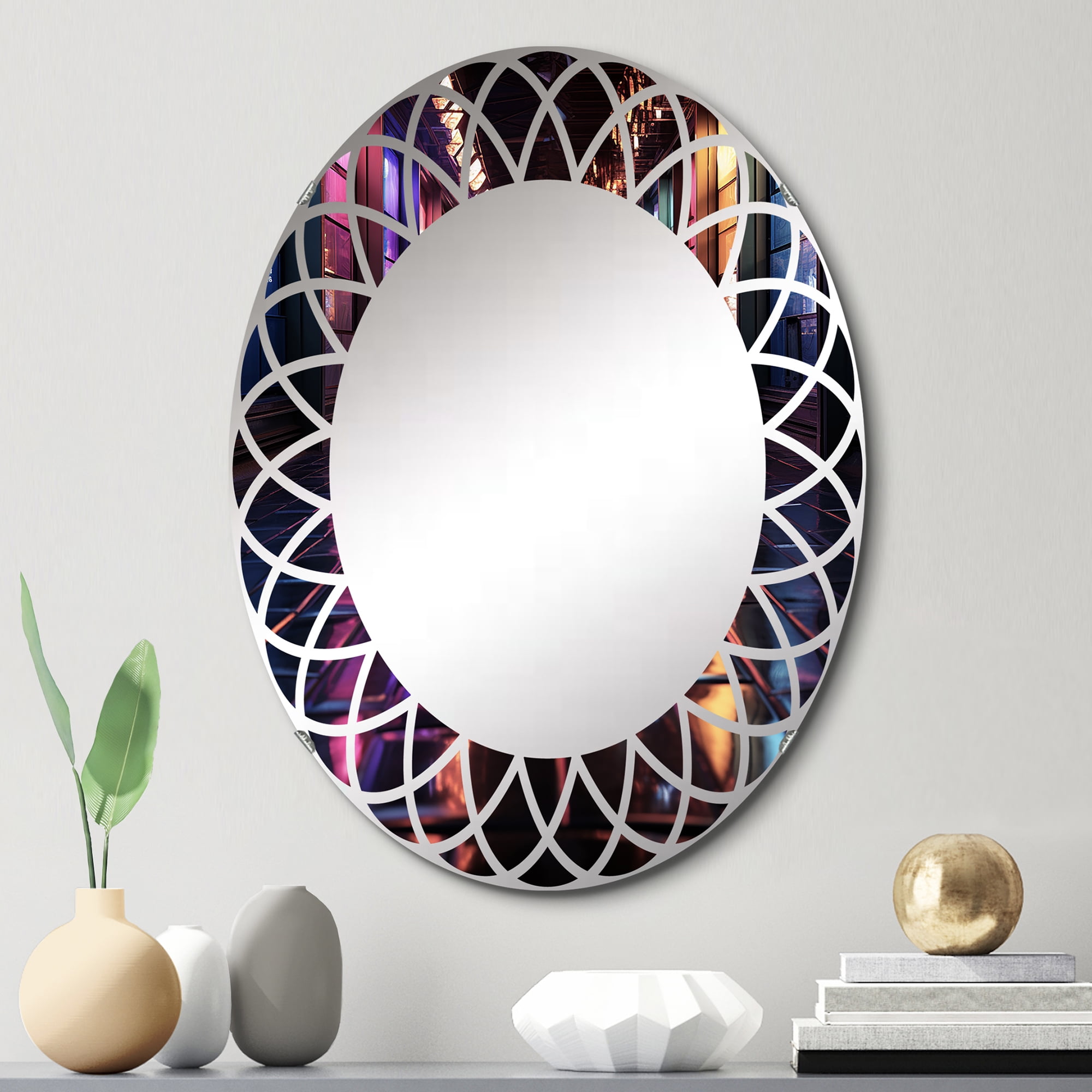 Designart "Bold Urban Mirage in Colorful Tunnel" Architecture Round ...