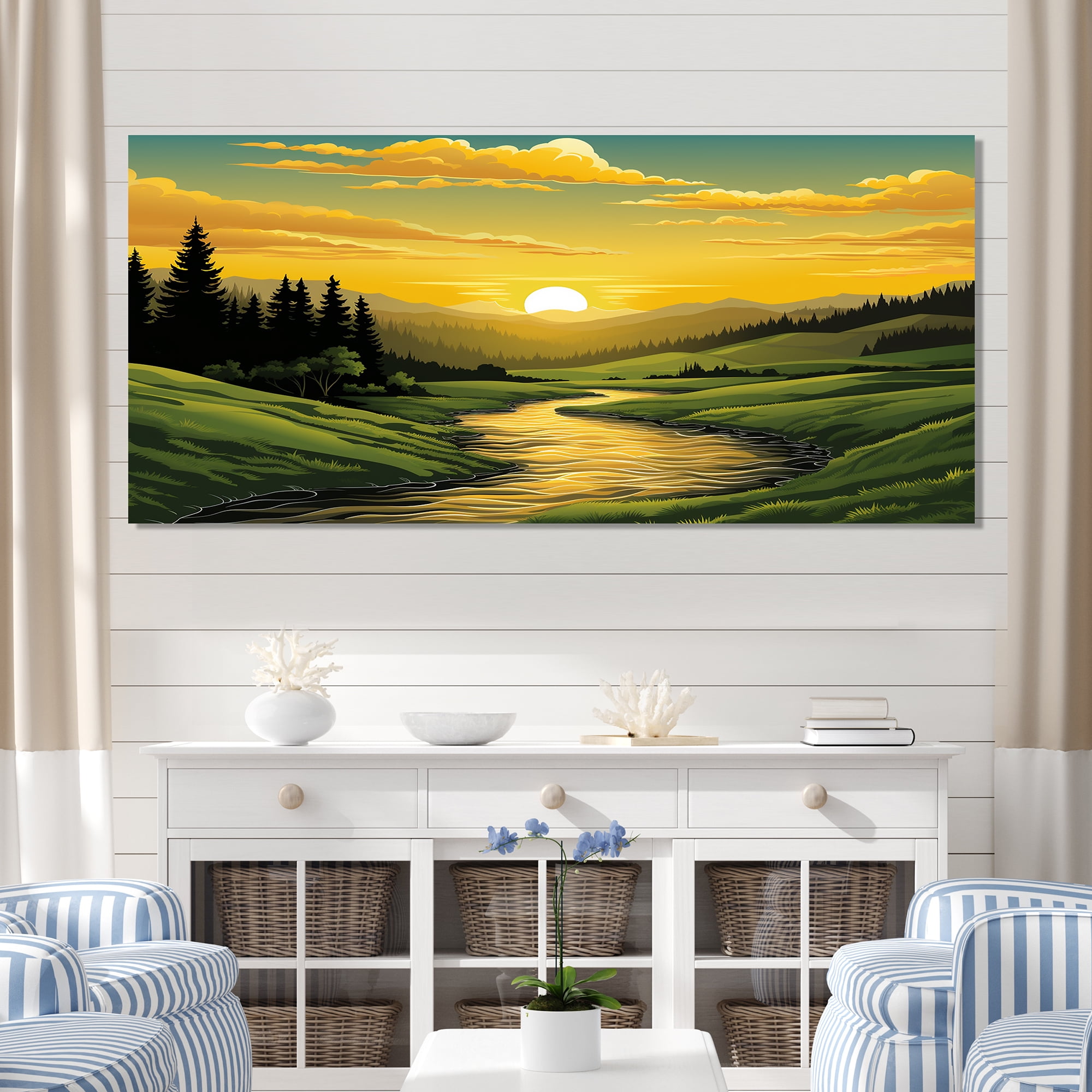 Designart "Bold and Colorful Farm Life II" Extra Large Landscapes Wall ...