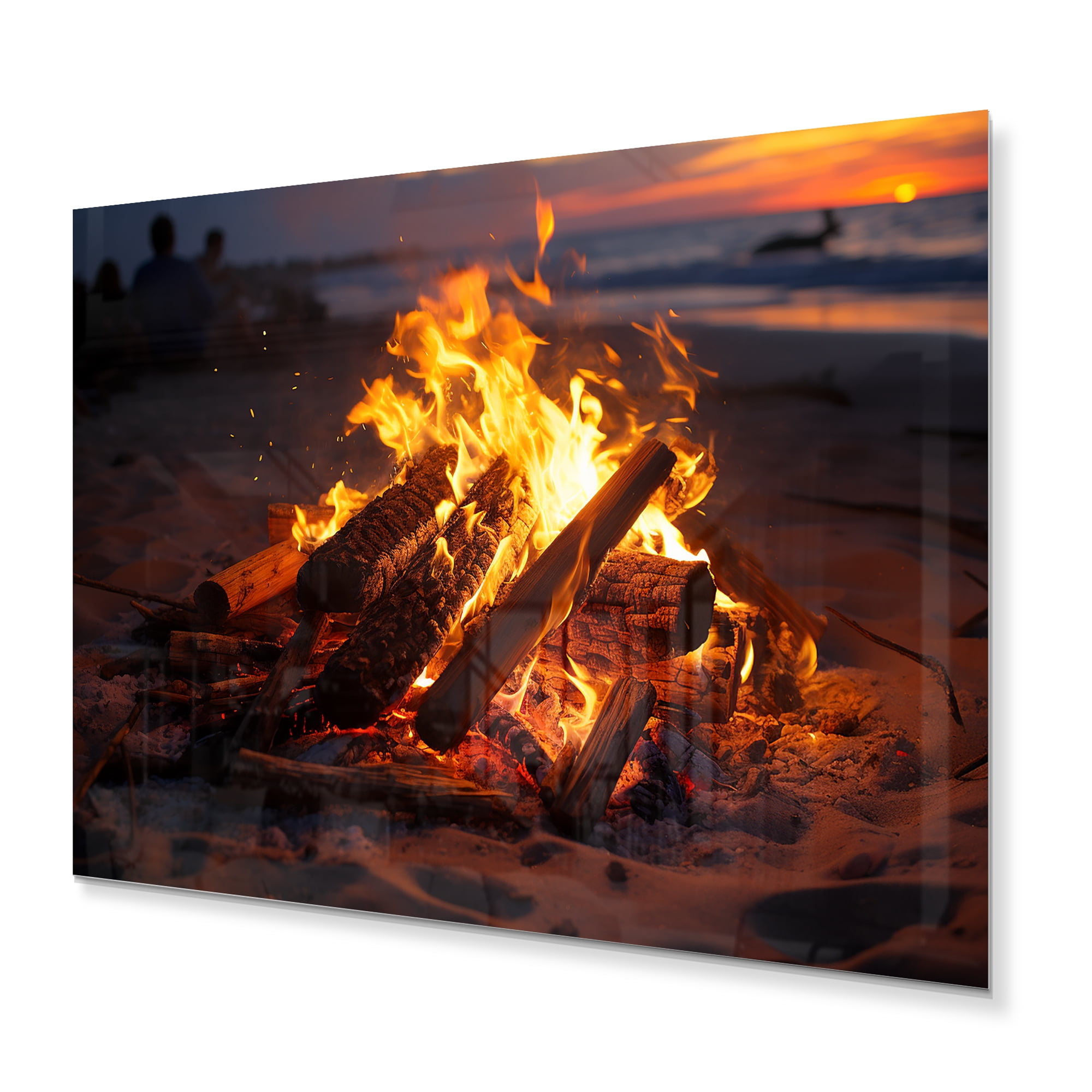Designart "Bonfire on the Beach in a Photo III" Nautical & Beach Metal ...