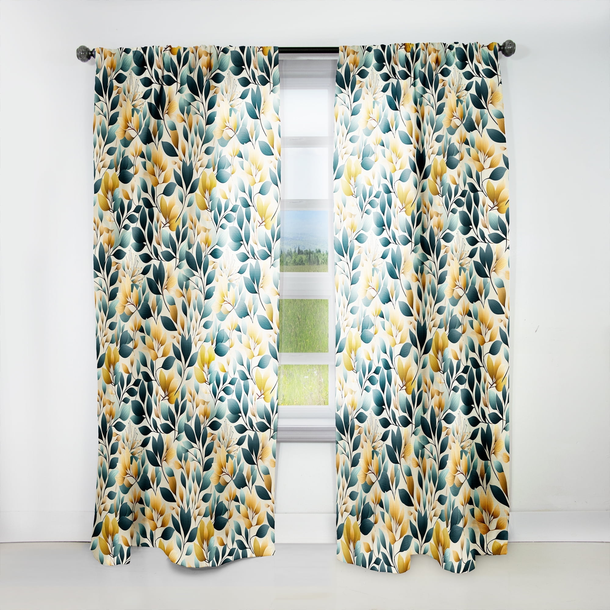 Designart "Botanical Harmony In Yellow And Teal" Botanical Room ...