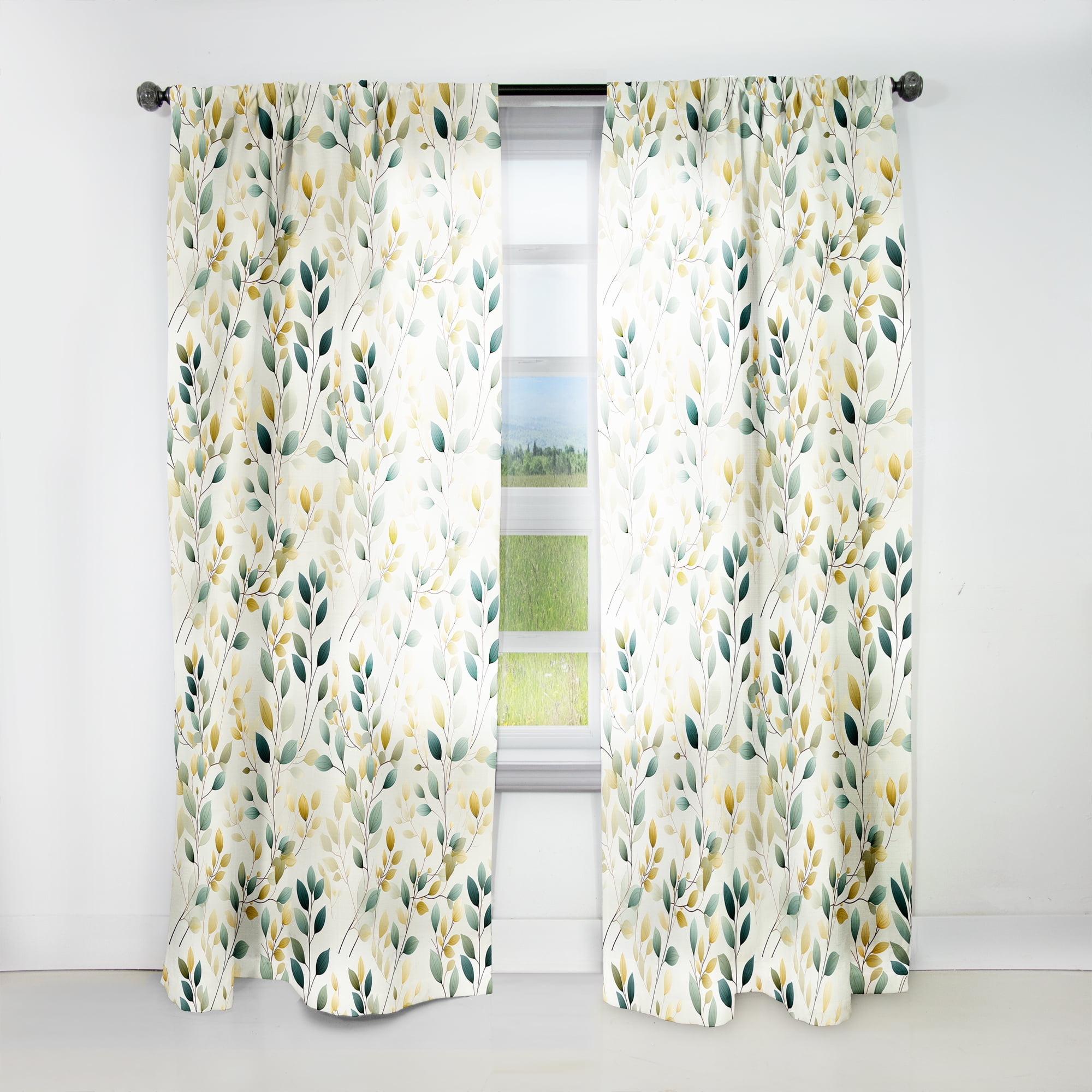 Designart "Botanical Minimalism I" Botanical Curtain Panels - Walmart.com