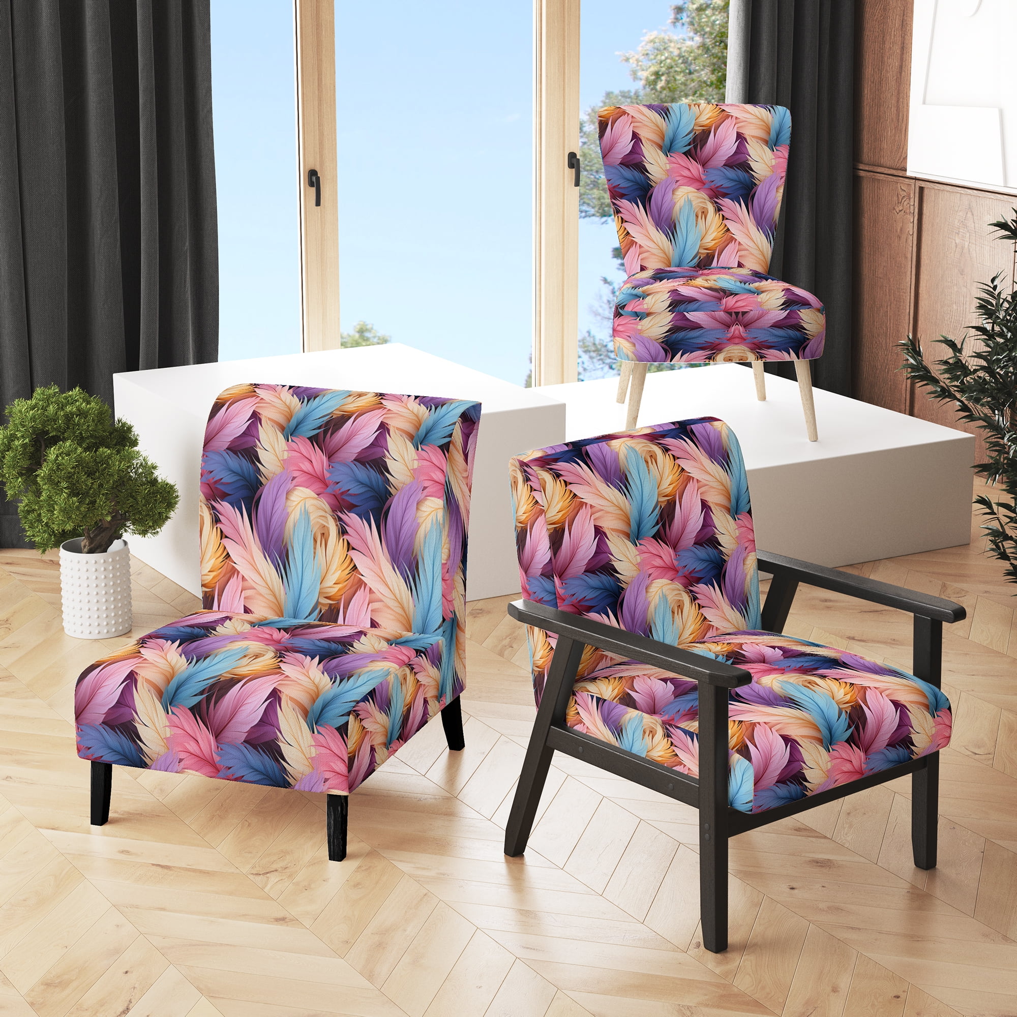 Designart "Botanical Pastel Leaves Design" Upholstered Modern ...