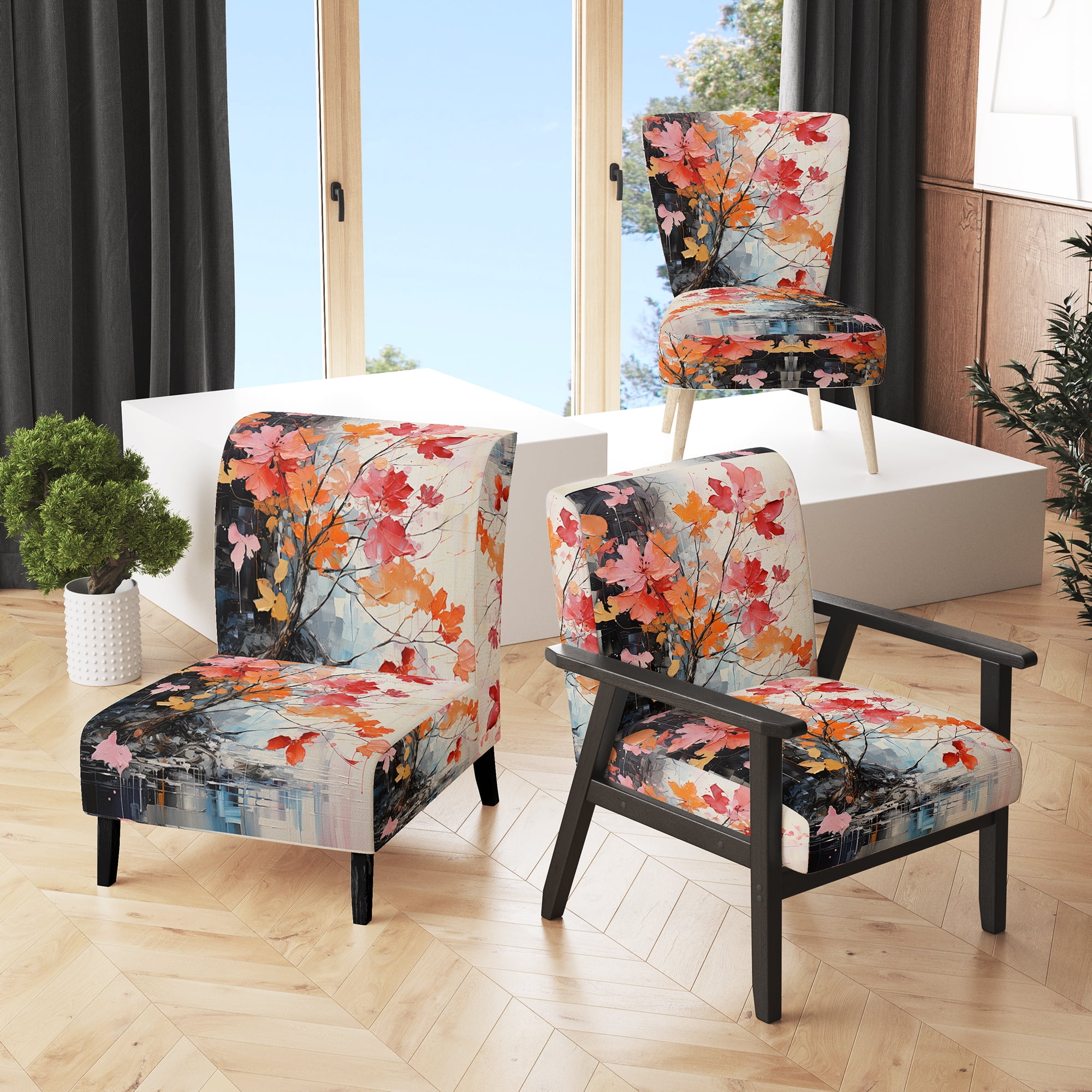 Designart "Botanical Pastel Leaves Design" Upholstered Traditional ...