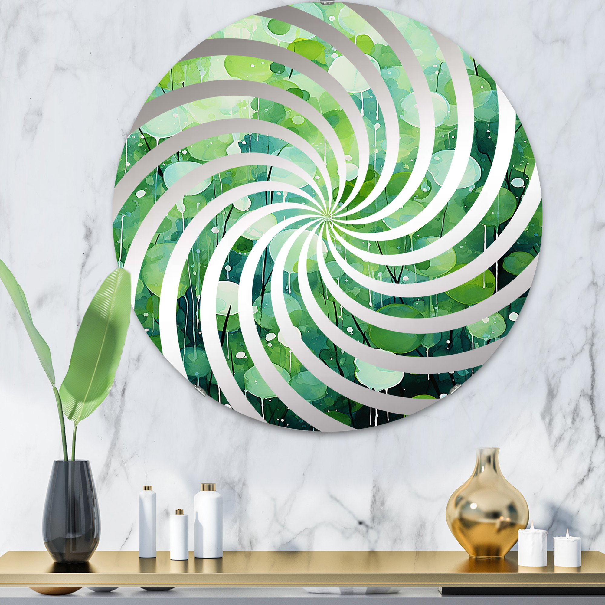 Designart "Botanical Quarters with a Quirky Twist" Pop Art Vortex Round ...