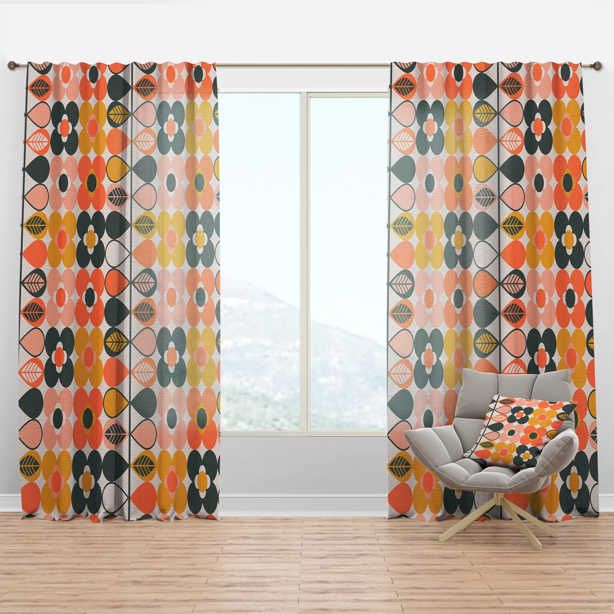 Designart 'Botanical Retro Pattern Design II' Mid-Century Modern ...