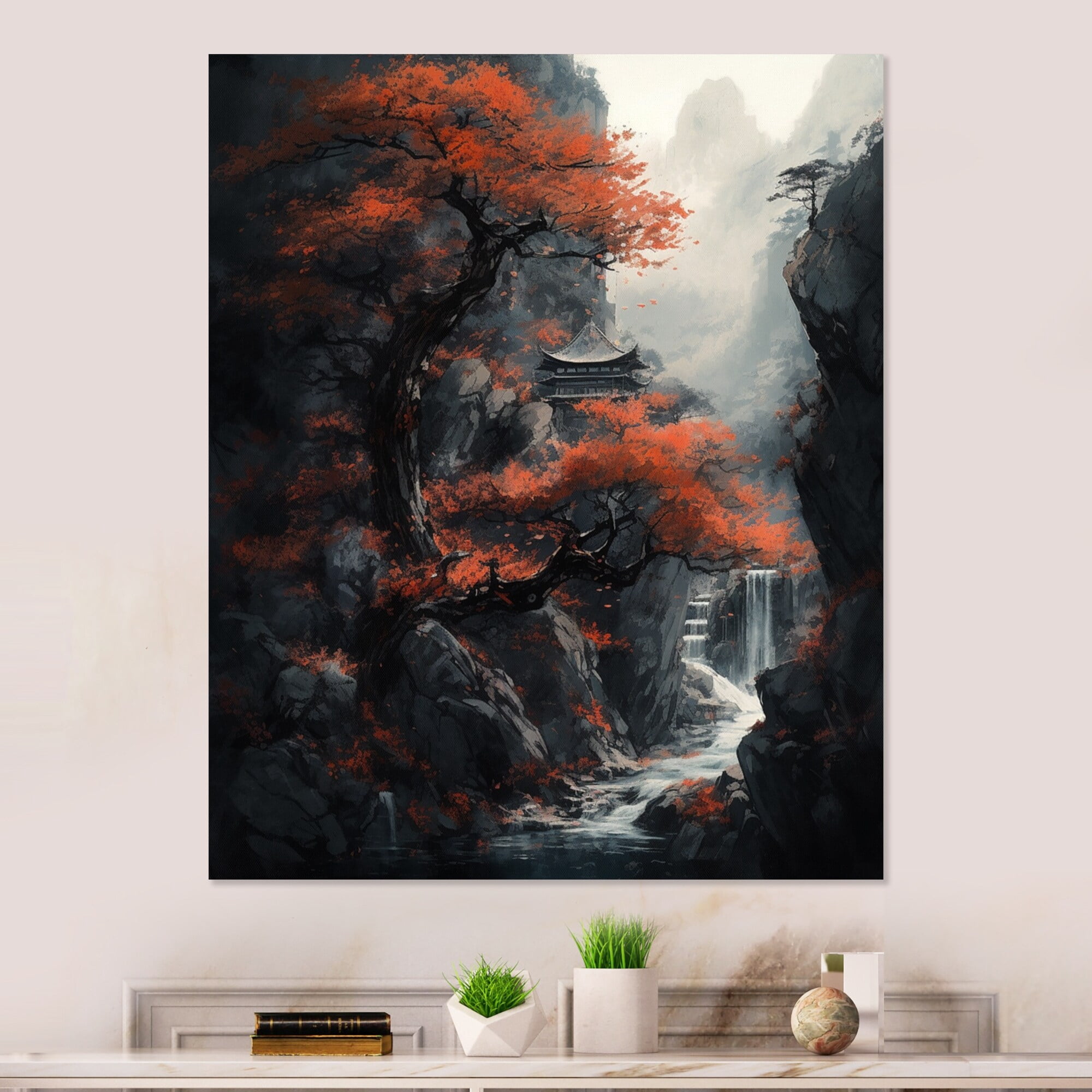 Designart "Botanical Trees in Cascade II" Tree Floral Metal Art Living ...