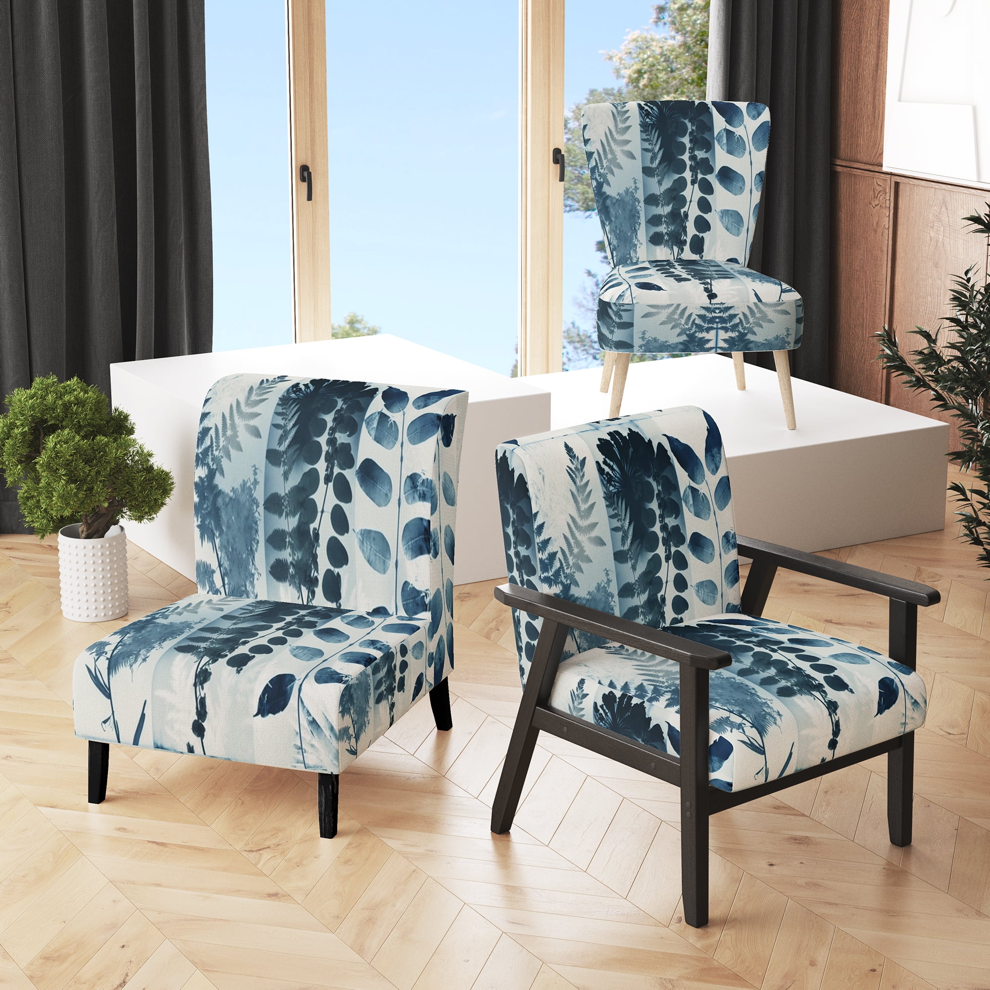 Designart "Botonical Floral Pattern" Upholstered Traditional Accent ...
