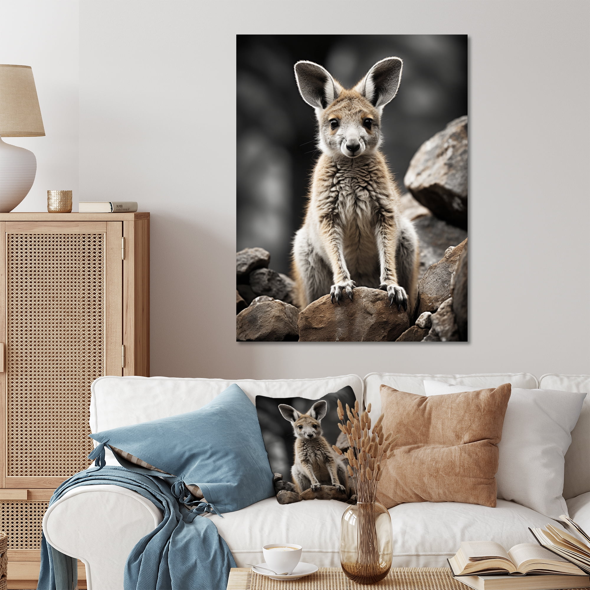 Designart "Bound Kangaroo" Animals Kangaroo Metal Art Living Room ...
