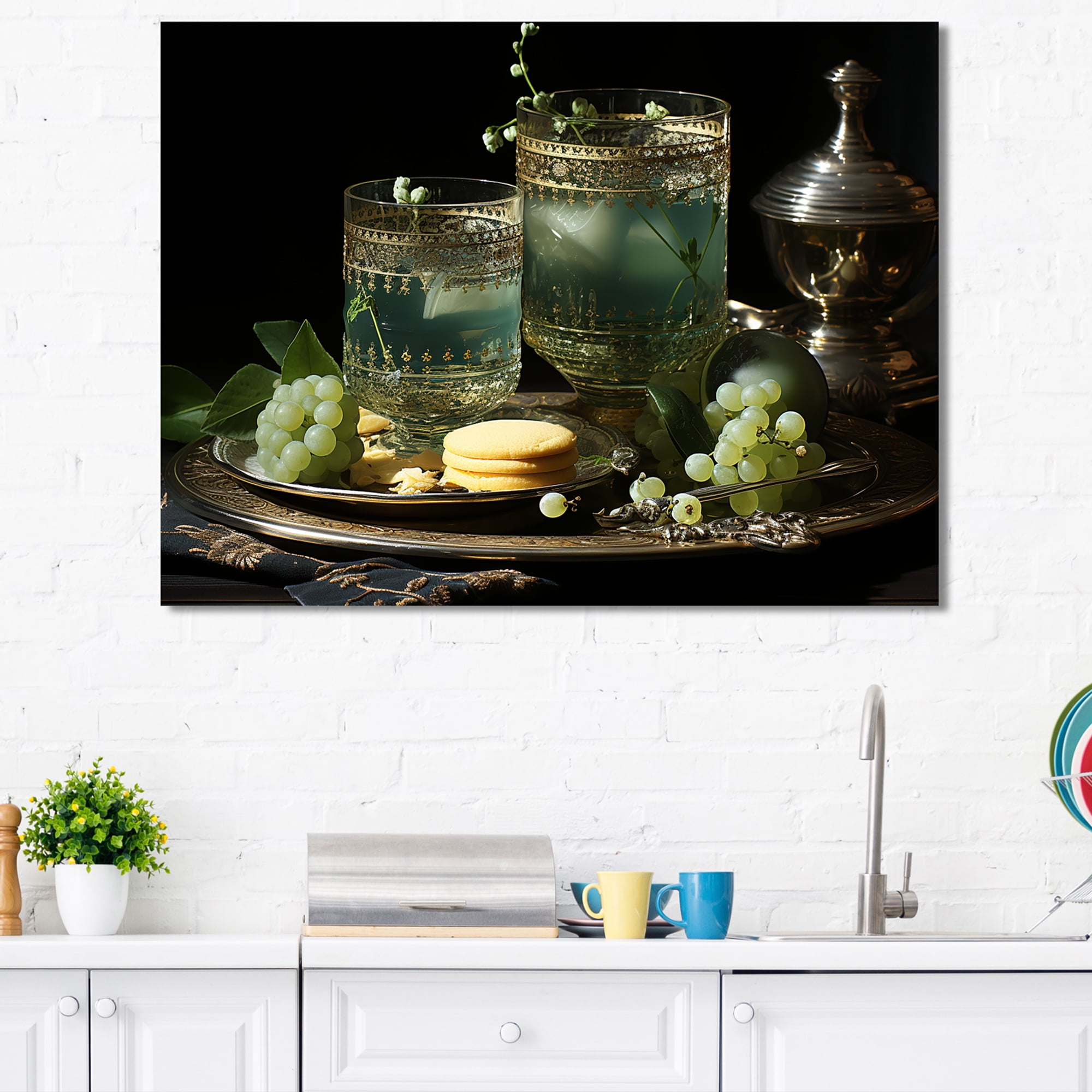 Designart "Breakfast With Tee And Emerald Green Chia" Breakfast Wall ...