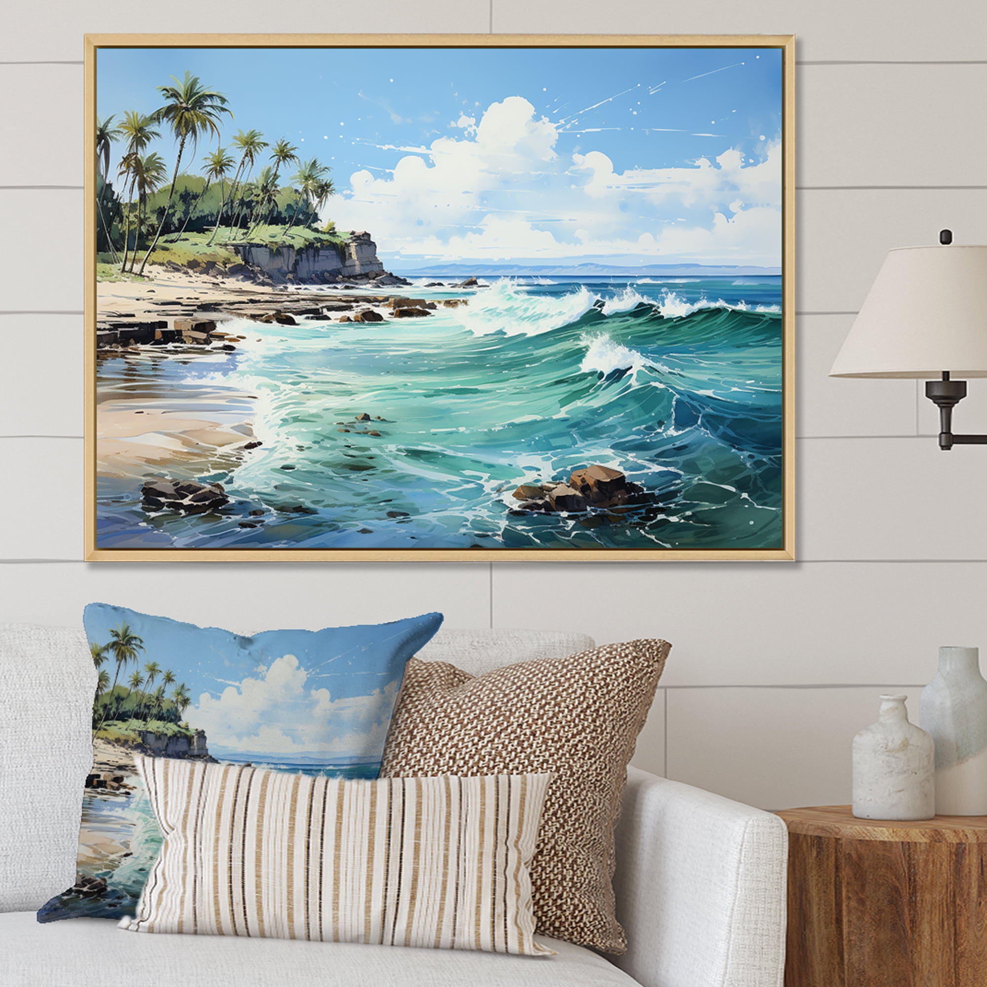 Designart "Breezy Turquoise Palm Trees In The Tropics" Palms & Palm ...