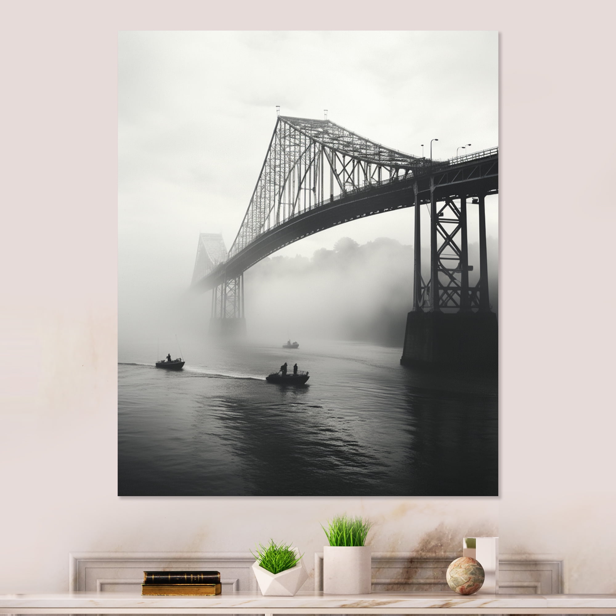 Designart "Bridge Shrouded in Fog II" Bridges Metal Wall Art - Walmart.com